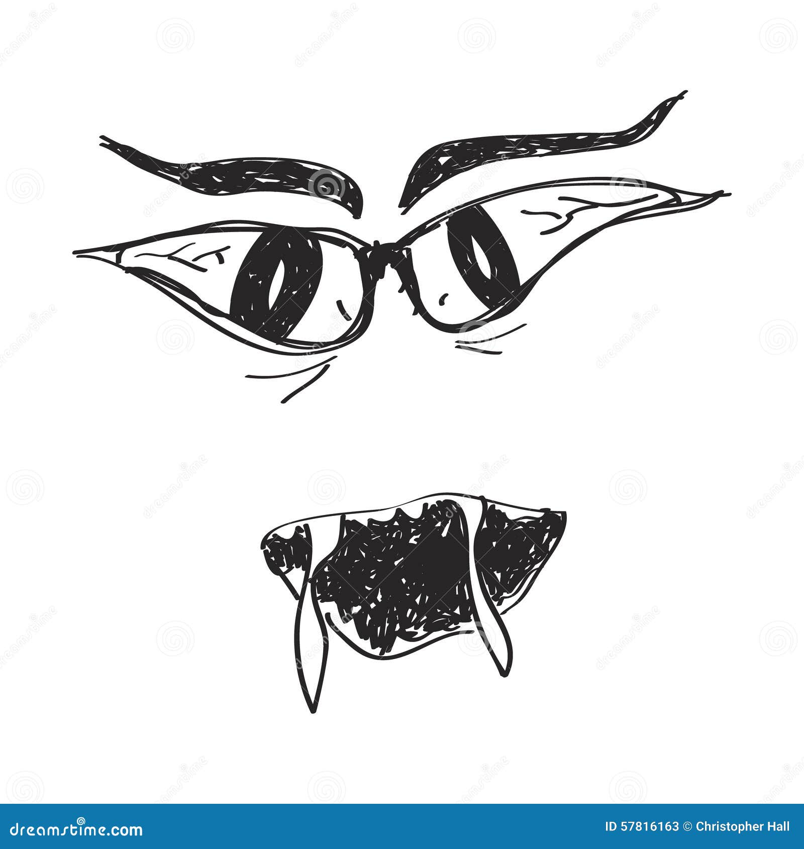 Simple Angry Eyes Drawing