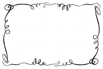 Flourish Vector Frame. Rectangle with Squiggles, Twirls and ...
