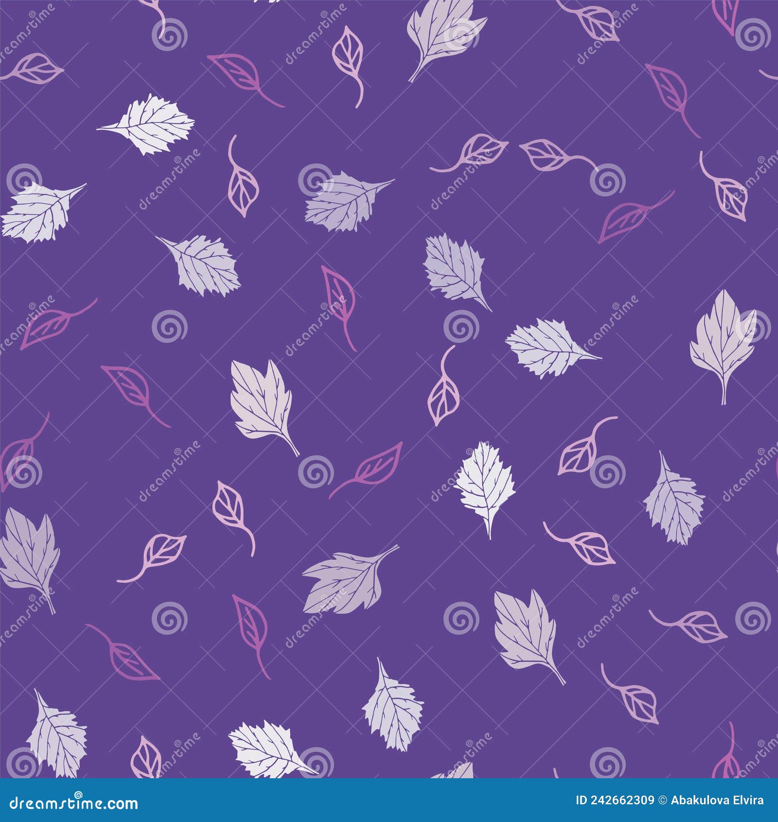 Simple Doodle Seamless Pattern Hand Drawn Leaves Twigs On A Light
