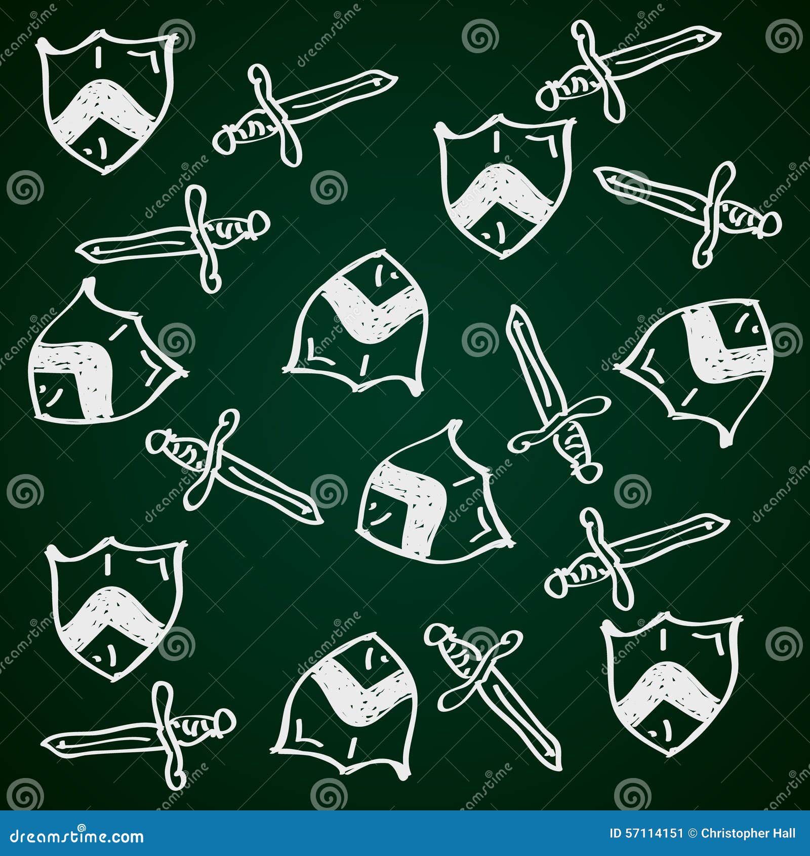 Simple Doodle of a Shield and Sword Stock Vector - Illustration of ...