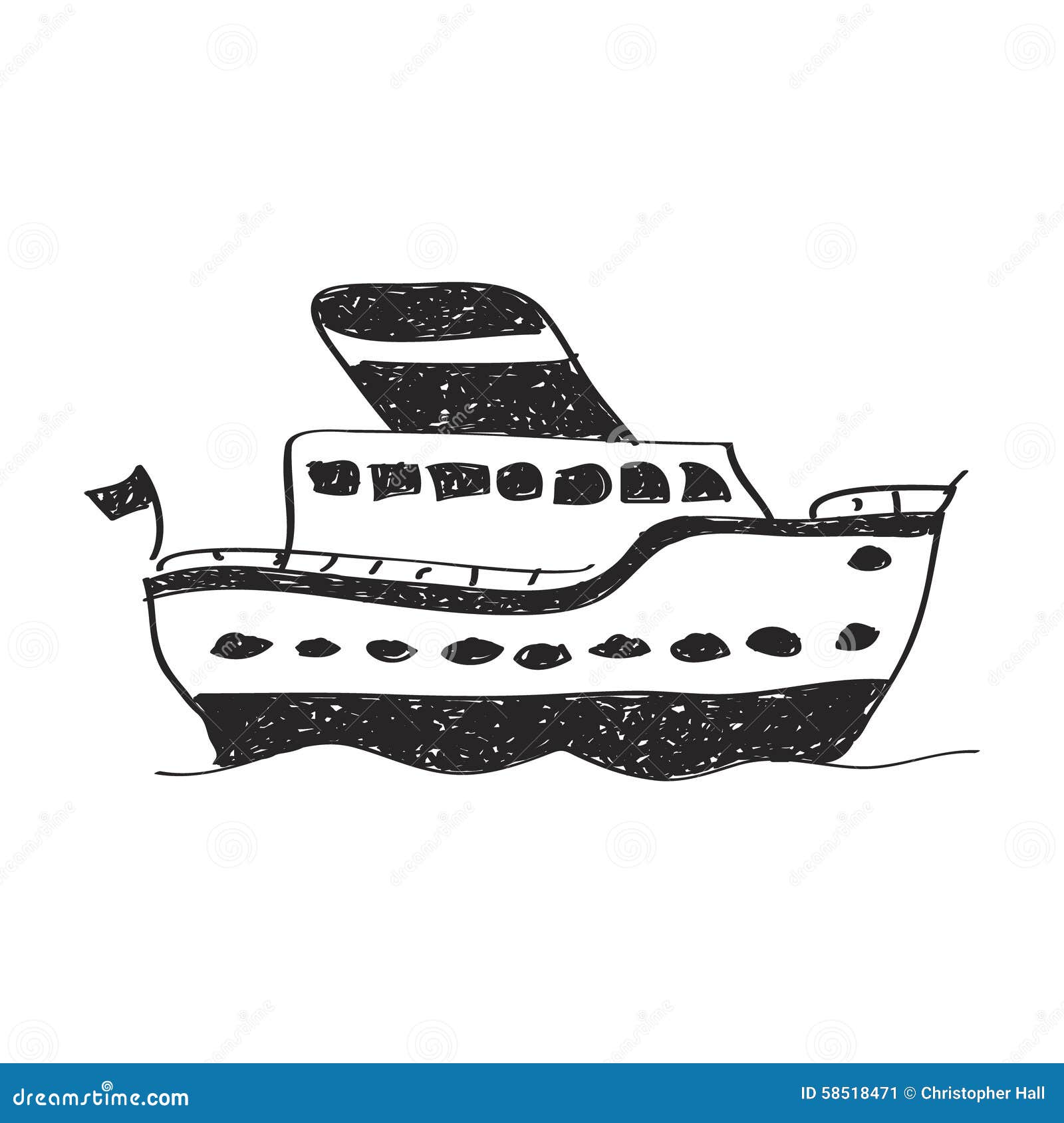 Simple doodle of a ship stock vector. Illustration of element - 58518471