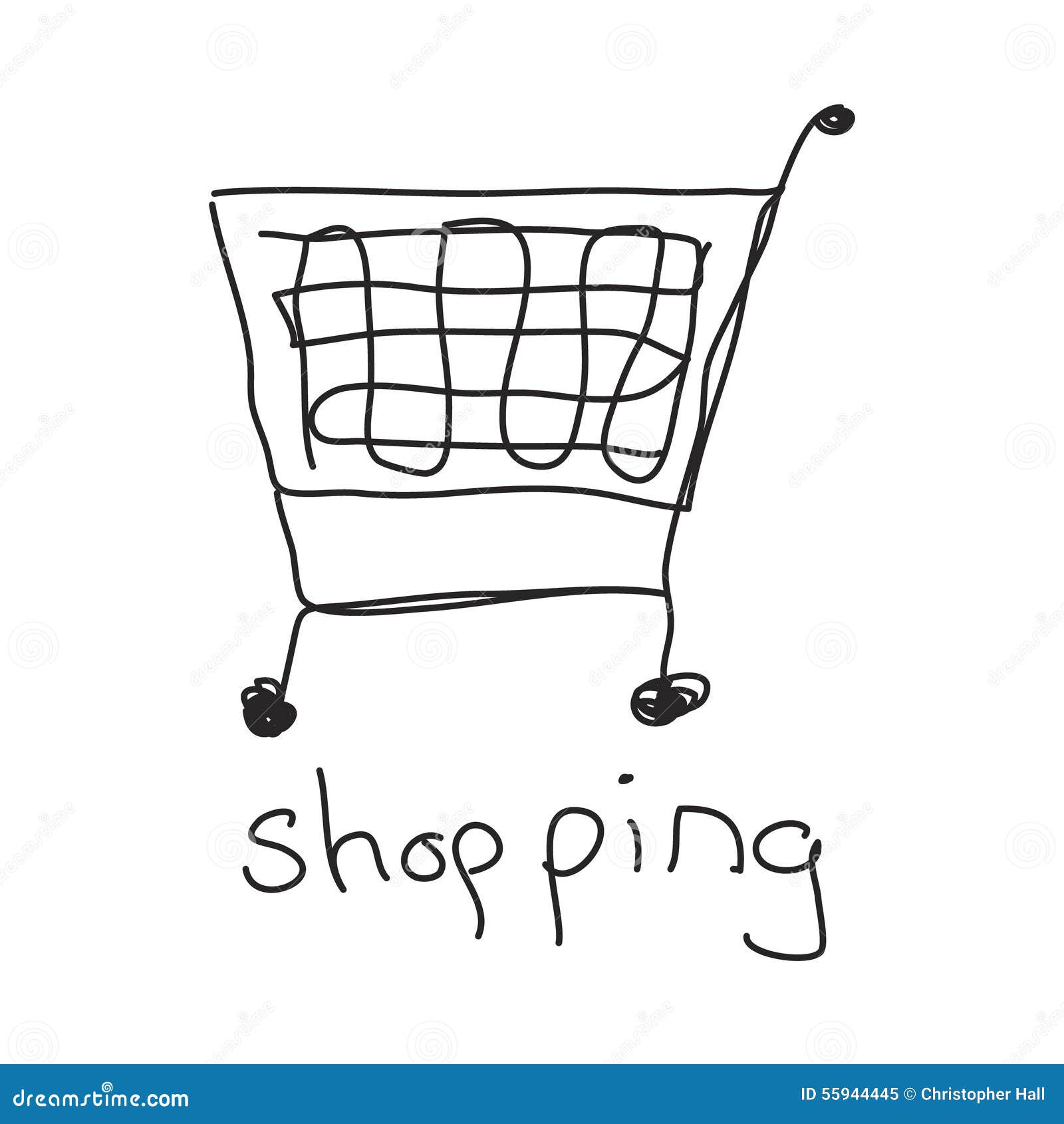 Simple Doodle of a Shopping Trolley Stock Illustration - Illustration ...