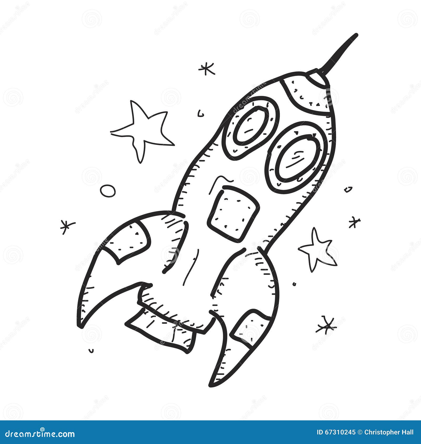 Simple Doodle of a Space Rocket Stock Illustration - Illustration of ...