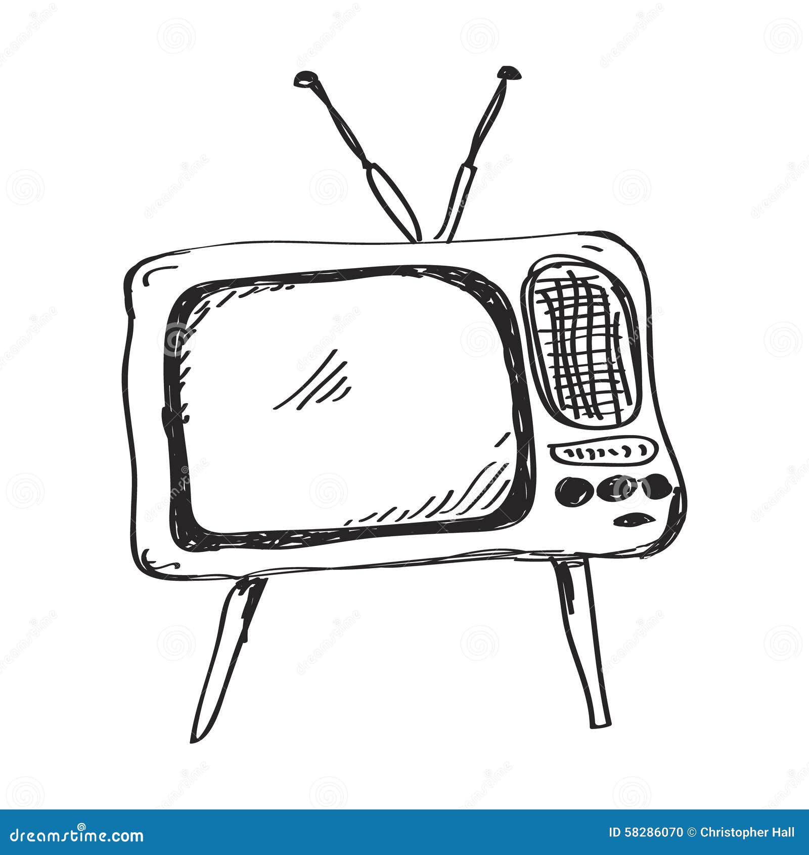 Simple Doodle of a Television Stock Vector - Illustration of tube ...