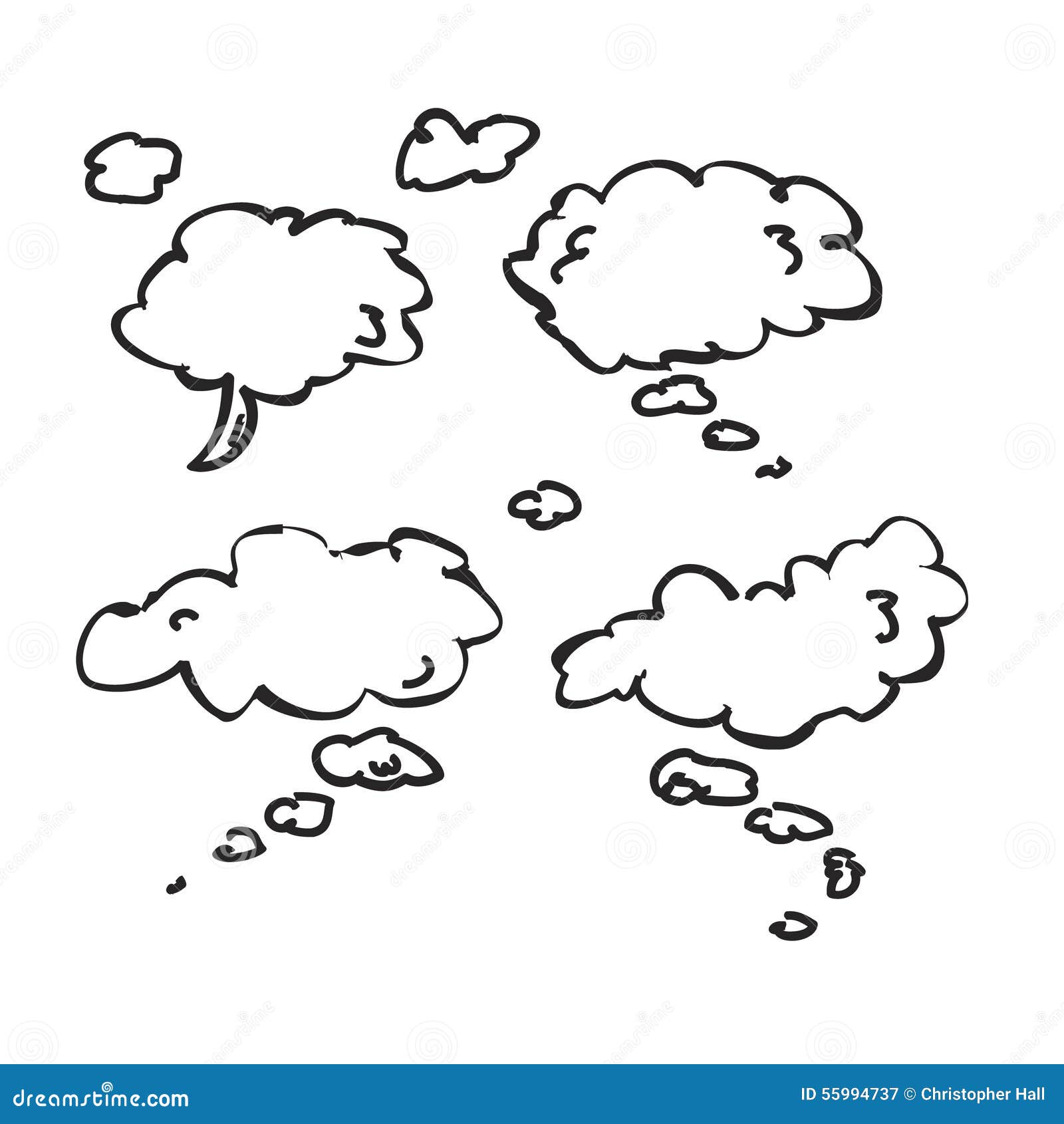 Simple Doodle of Thought Bubbles Stock Illustration - Illustration of ...