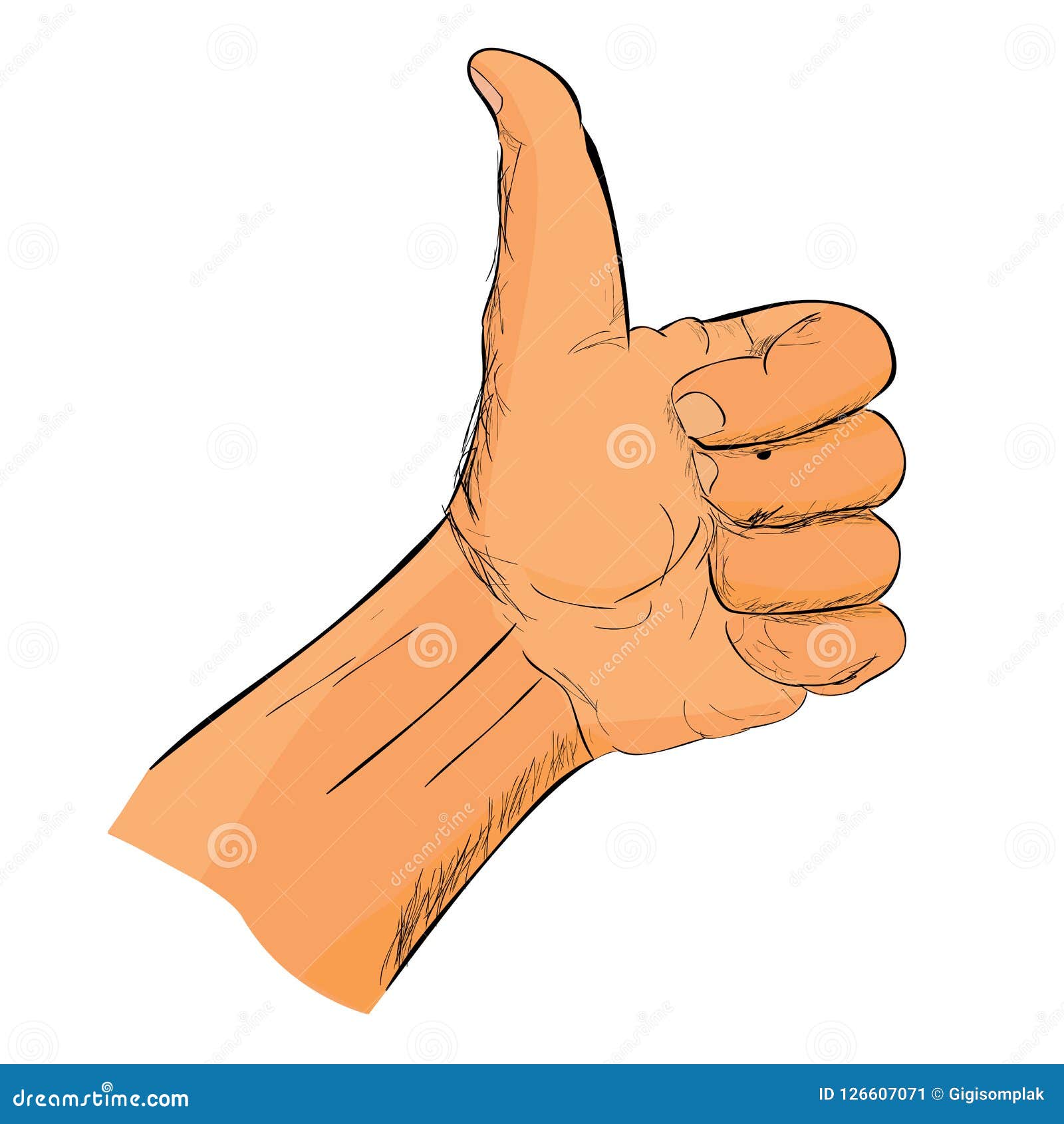 Simple Doodle Thumb Up Hand Isolated on White Stock Vector ...