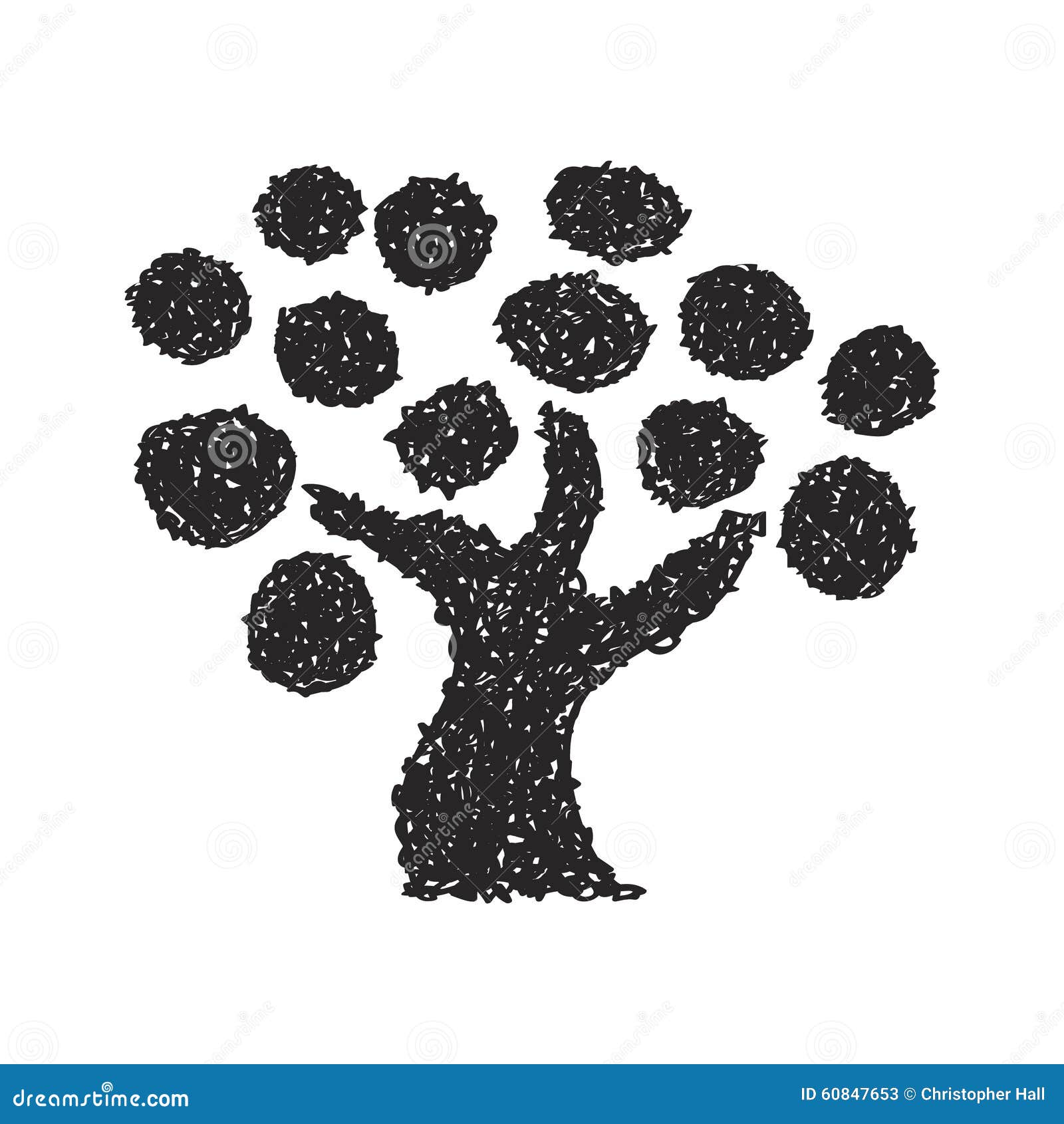Simple doodle of a tree stock illustration. Illustration of hand - 60847653