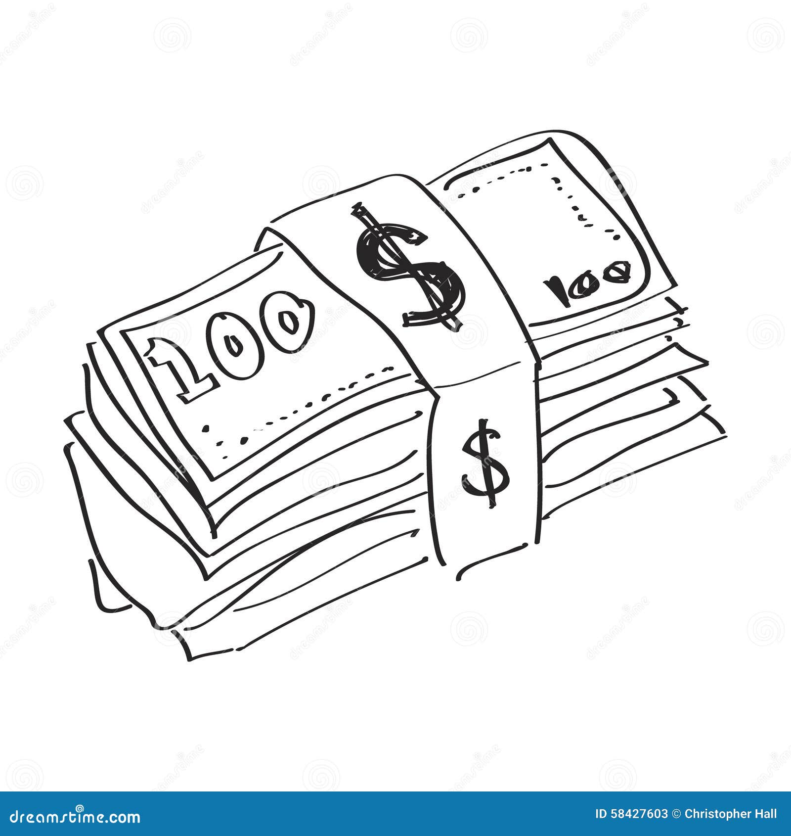 Simple Doodle of a Wad of Bank Notes Stock Vector - Illustration of ...