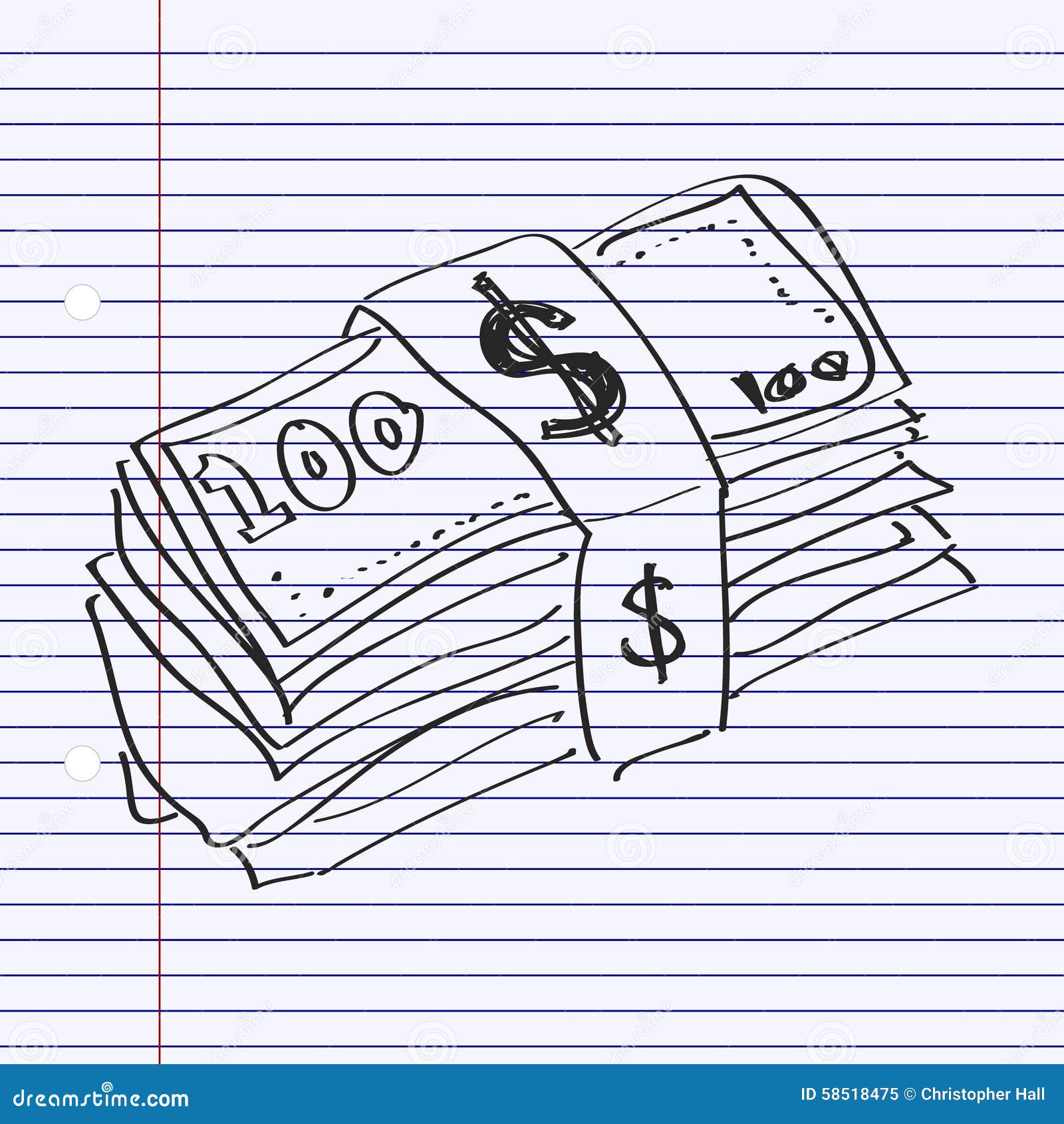 Simple Doodle of a Wad of Bank Notes Stock Vector - Illustration of ...