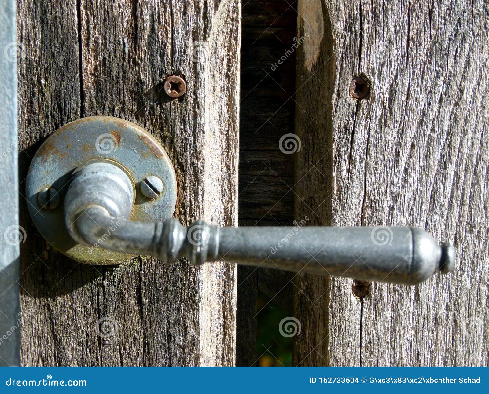Simple Door Handle on Wooden Garden Gate Stock Photo - Image of closeup ...