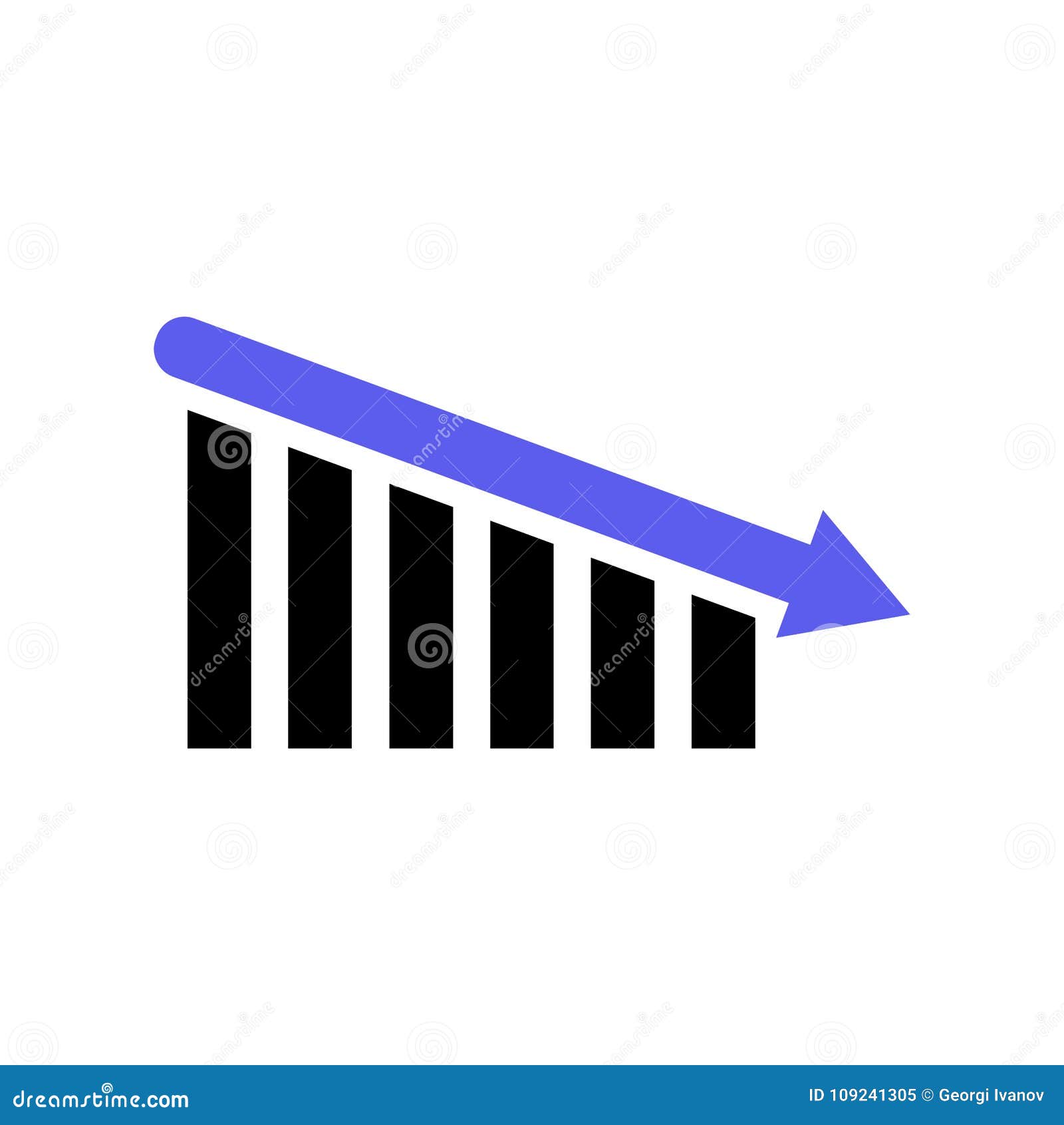 Simple Down Trending Graph. Black and Blue Stock Vector - Illustration ...