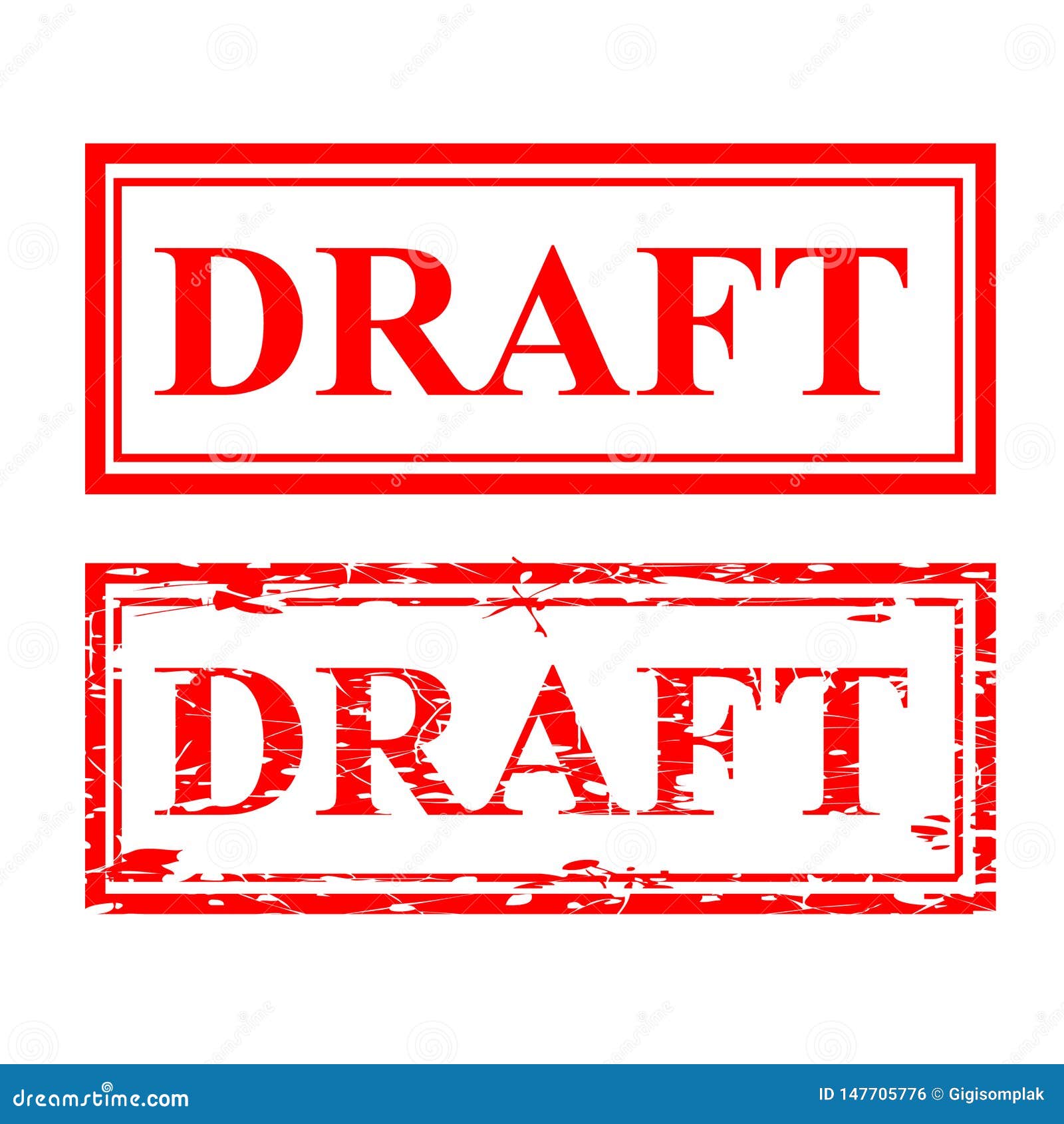 Simple Draft, Red Scratch Rubber Stamp Stock Vector - Illustration of ...