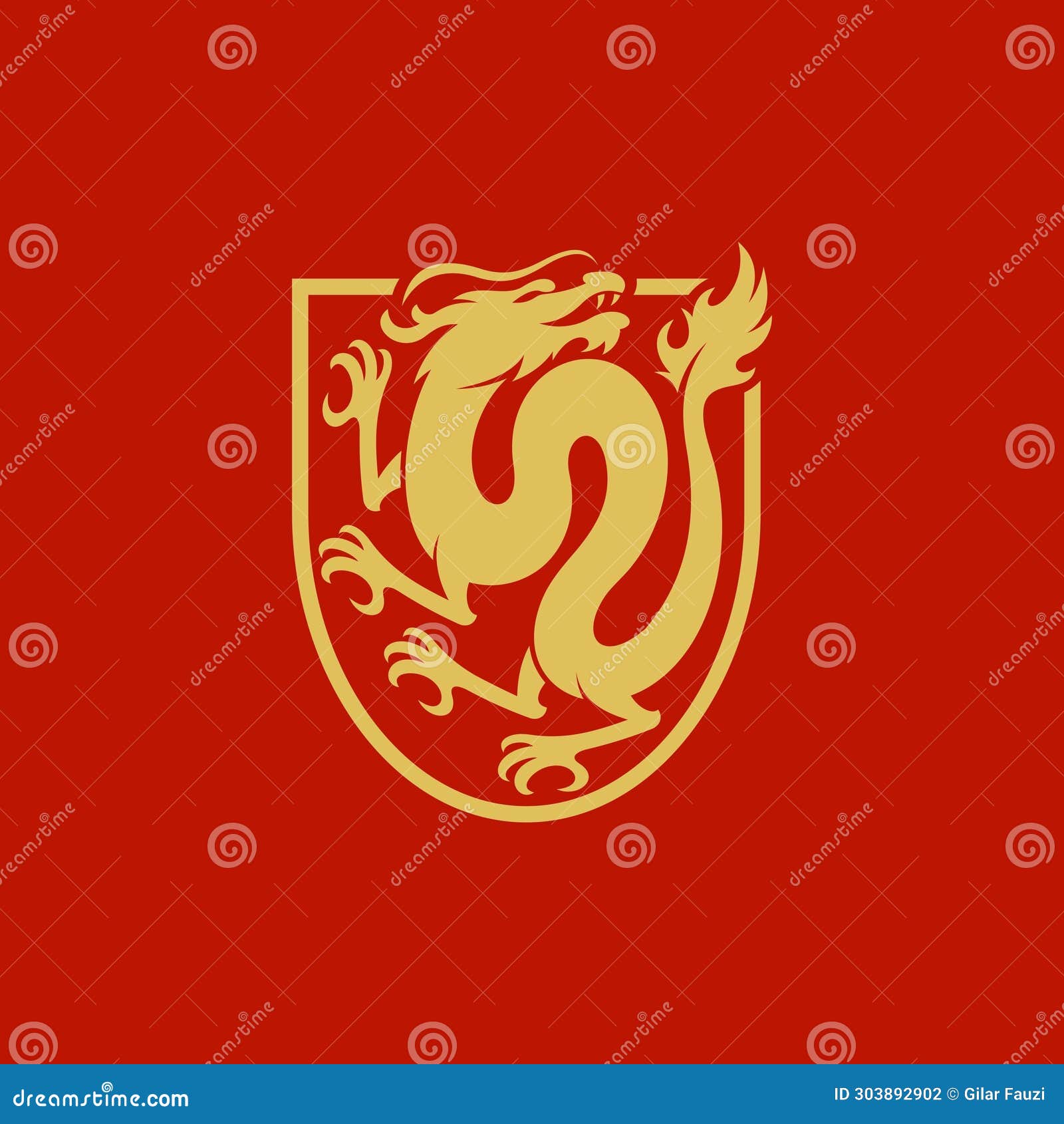 Simple dragon logo stock illustration. Illustration of gold - 303892902