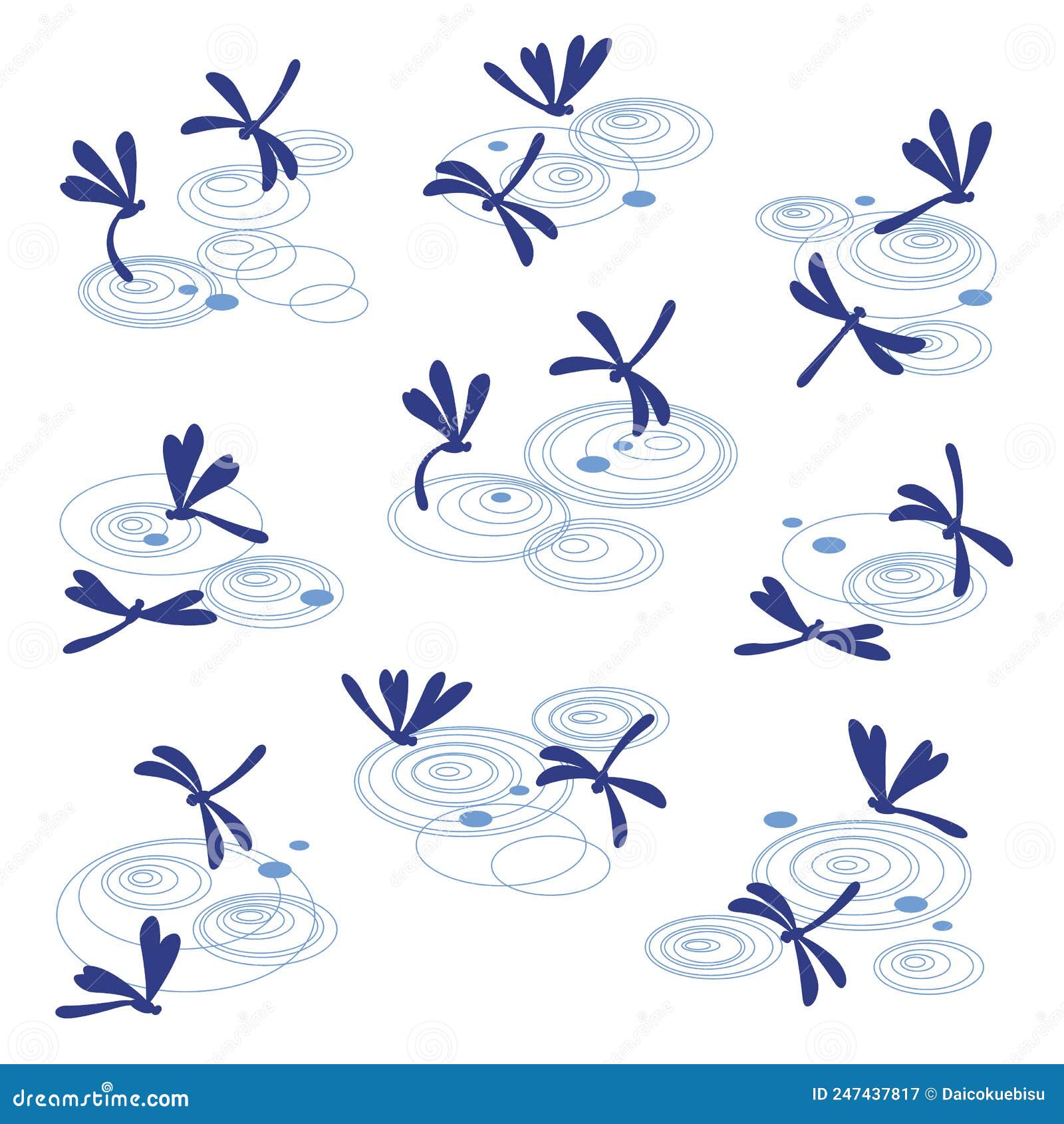 Illustration of a Dragonfly Flying on the Surface of the Water, Stock ...