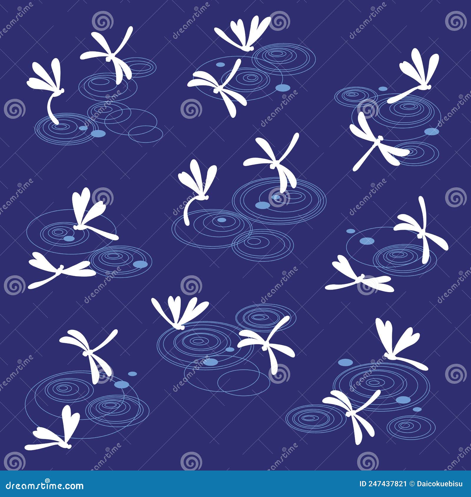 Illustration of a Dragonfly Flying on the Surface of the Water, Stock ...