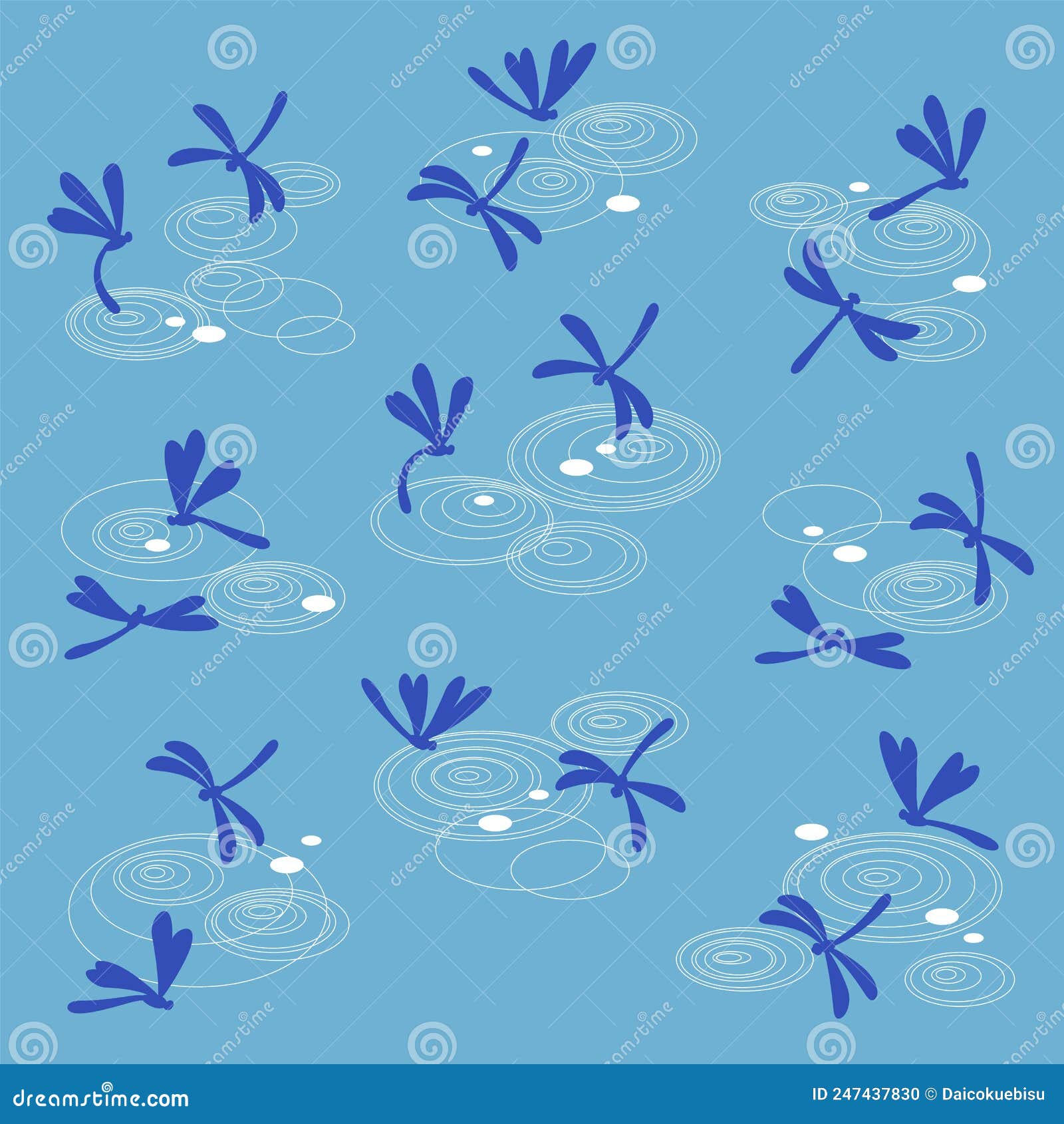 Illustration of a Dragonfly Flying on the Surface of the Water, Stock ...