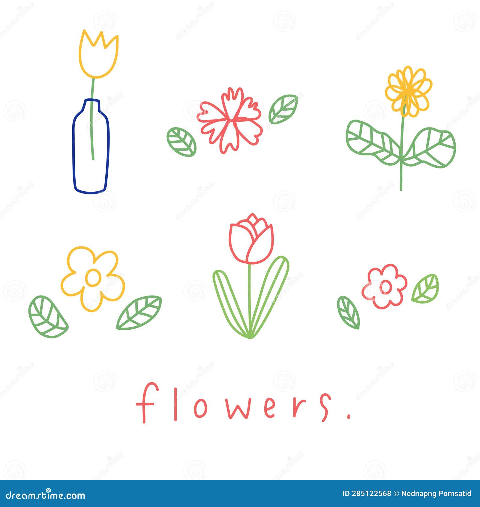 Simple Drawing Flowers for Decorating. Vector Illustration Stock Vector ...
