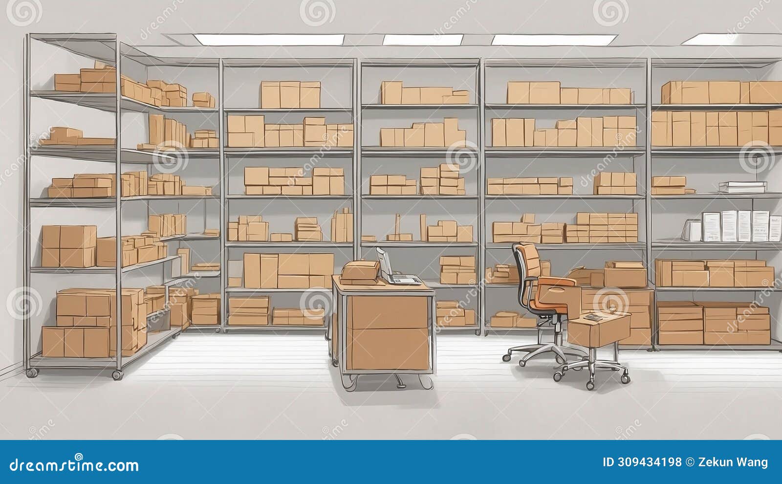 A Simple Drawing of Inventory Stock Photo - Image of shelving, room ...