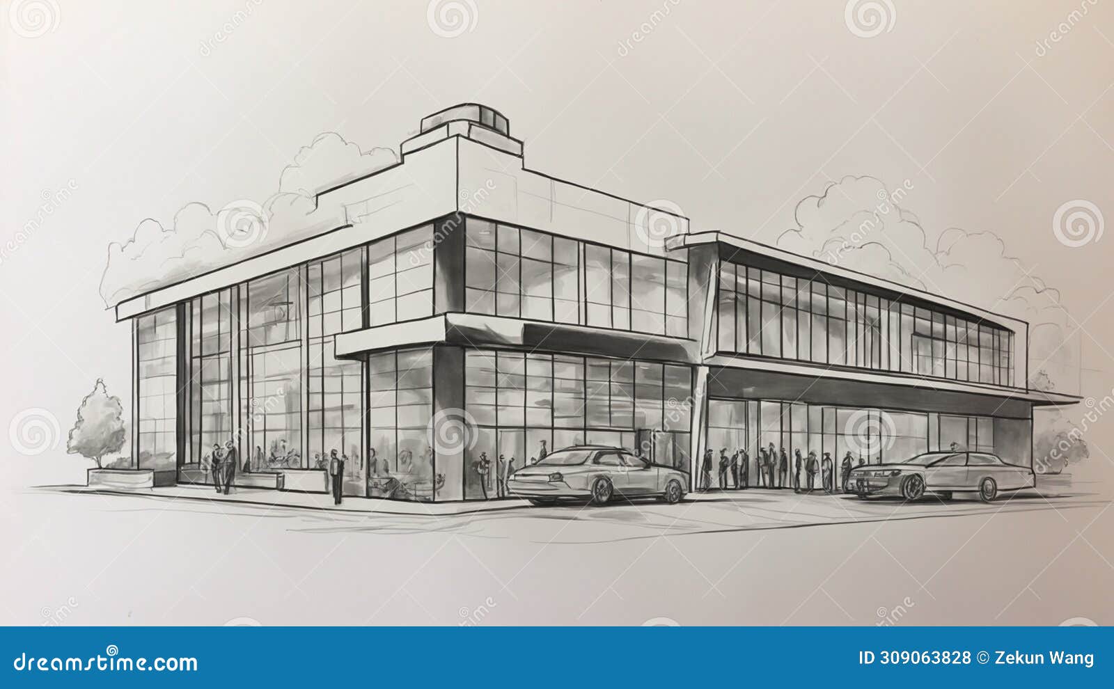 A Simple Drawing of Office Building Stock Illustration - Illustration ...