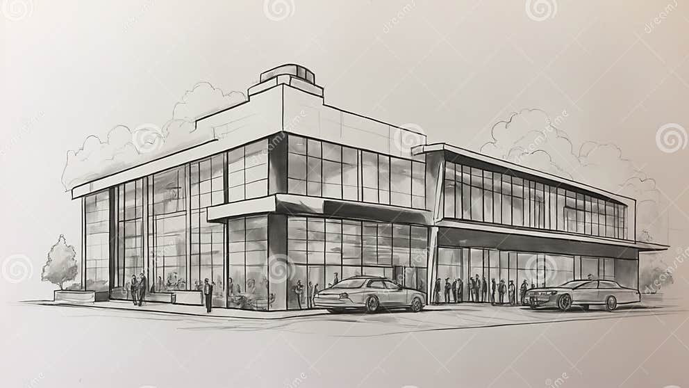 A Simple Drawing of Office Building Stock Illustration - Illustration ...