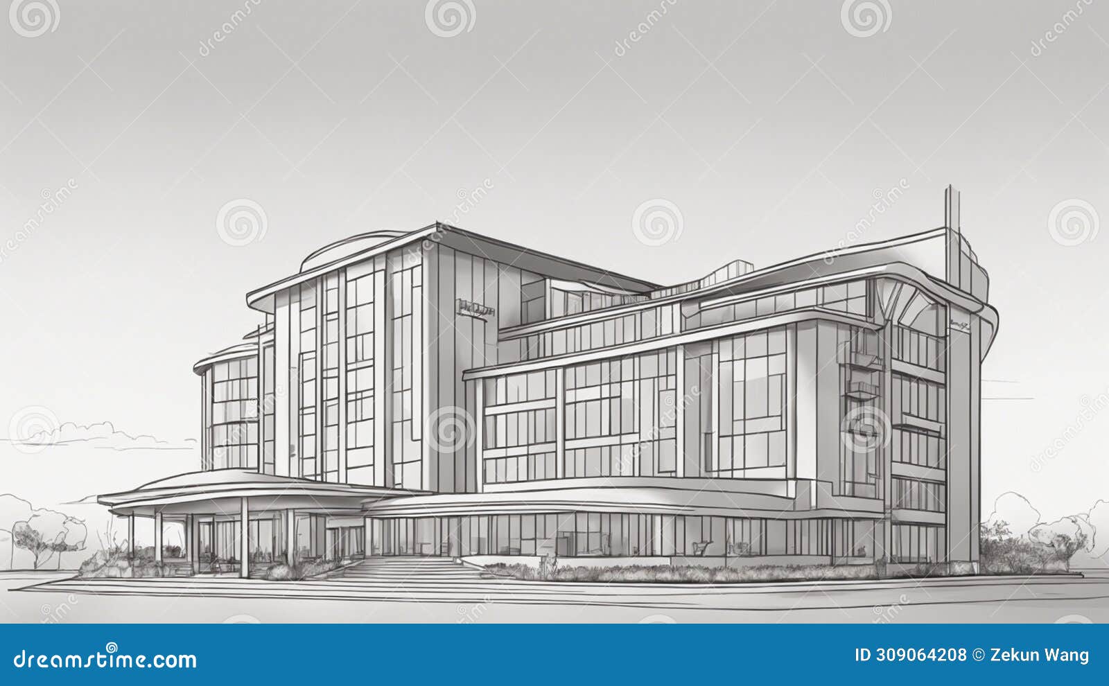 A Simple Drawing of Office Building Stock Photo - Image of building ...
