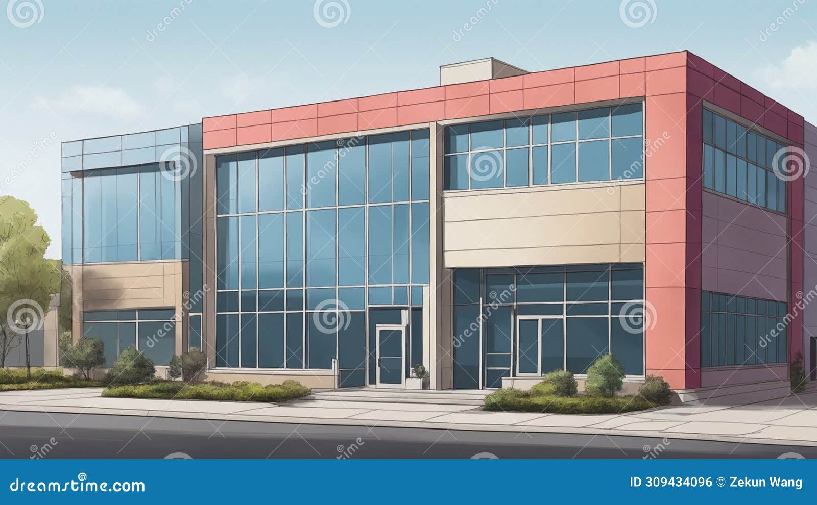 A Simple Drawing of Office Building Stock Photo - Image of home, office ...