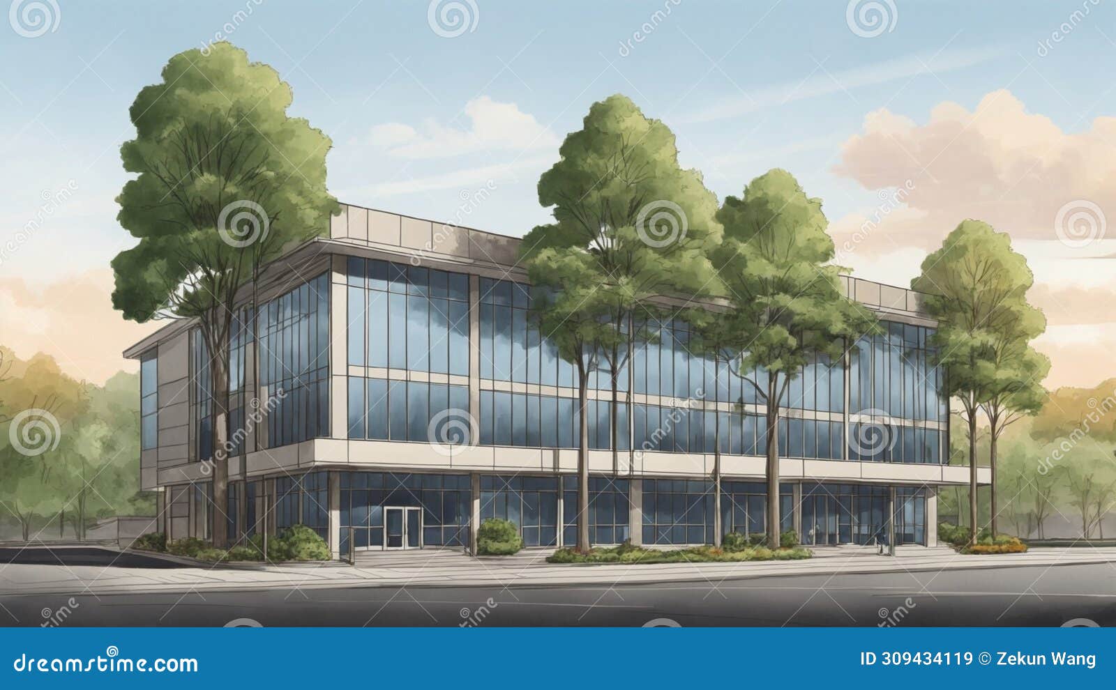 A Simple Drawing of Office Building Stock Image - Image of headquarters ...