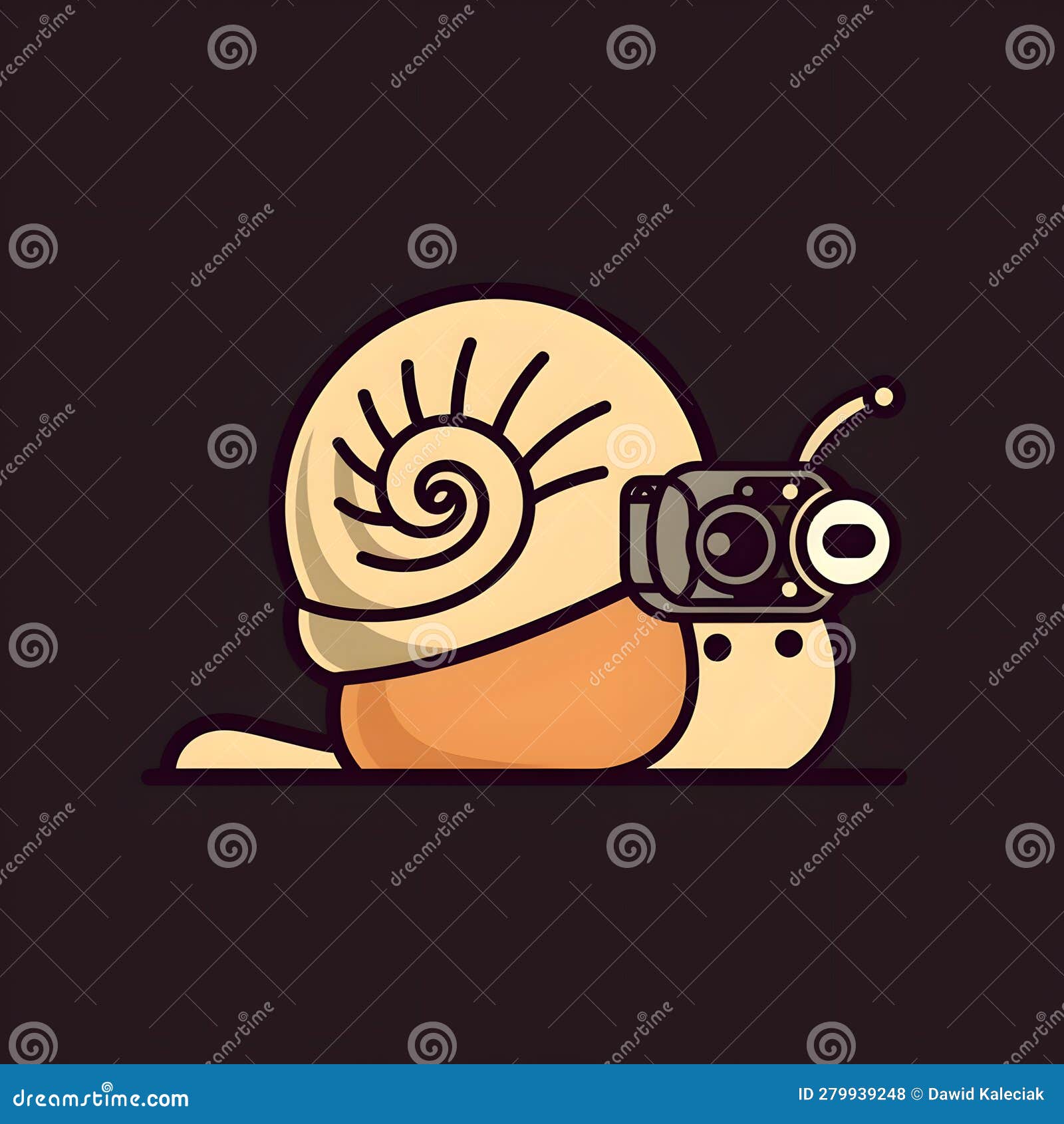 A Simple Drawing of a Snail with a Camera instead of an Eye. Generative ...