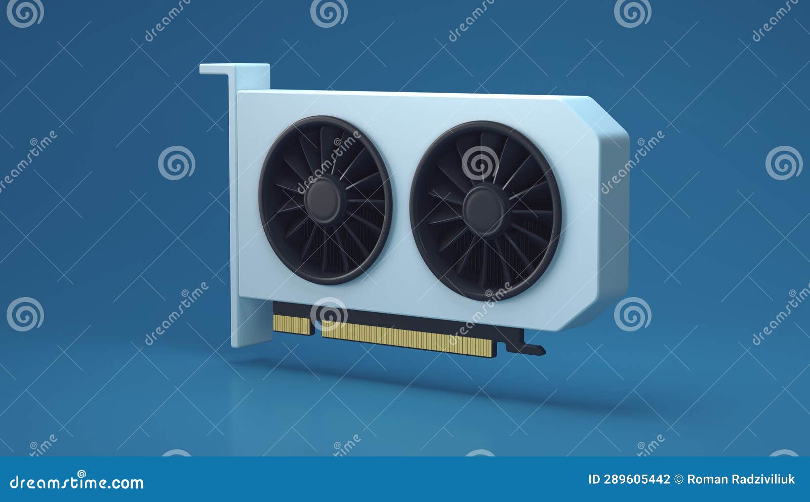 Simple Dual Fan Graphics Card GPU on Blue Studio Background. Stock ...