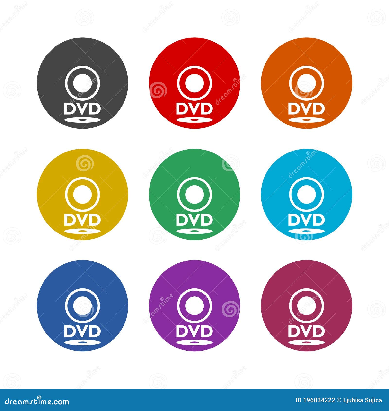 Simple DVD icon, color set stock vector. Illustration of color - 196034222