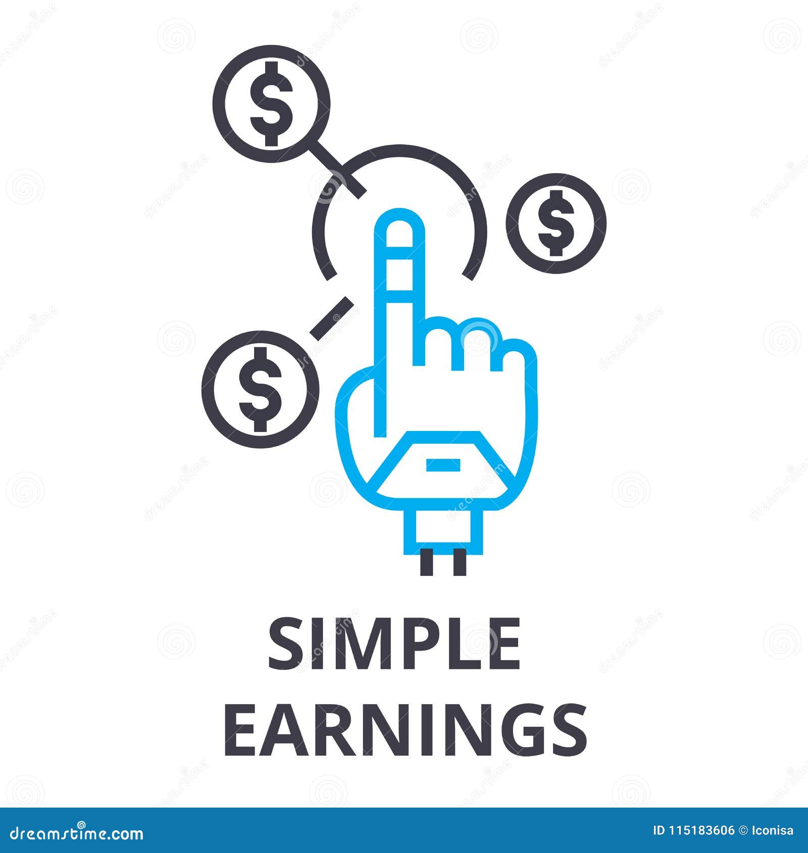 Simple Earnings Thin Line Icon, Sign, Symbol, Illustation, Linear ...