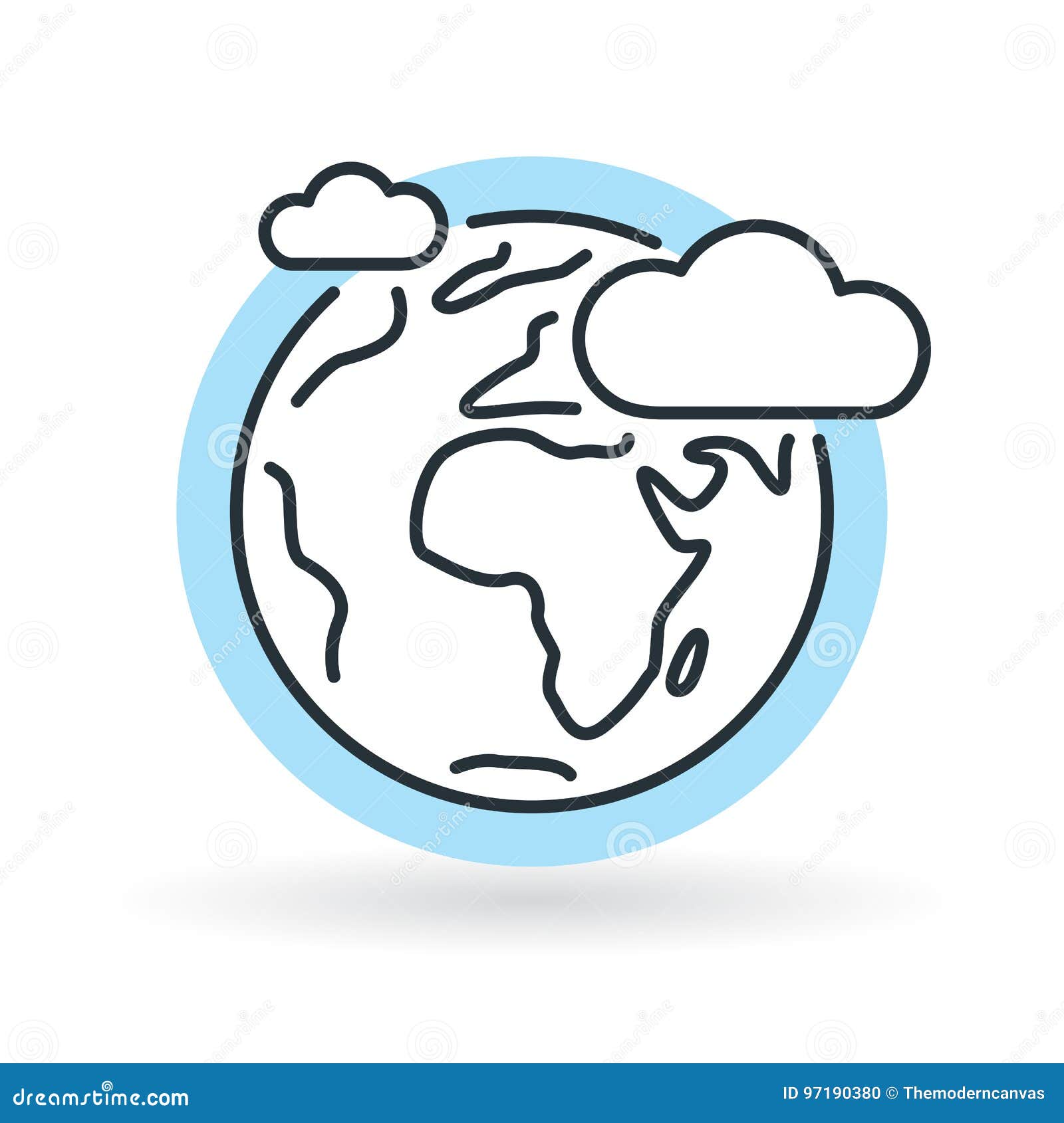 Simple Earth With Clouds And Blue Sky Icon Stock Vector - Illustration ...