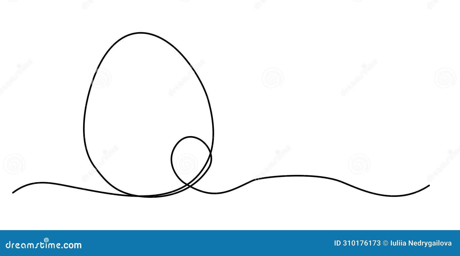 Simple Easter Egg in Line Art Style, Outline for Colouring Book, Vector ...