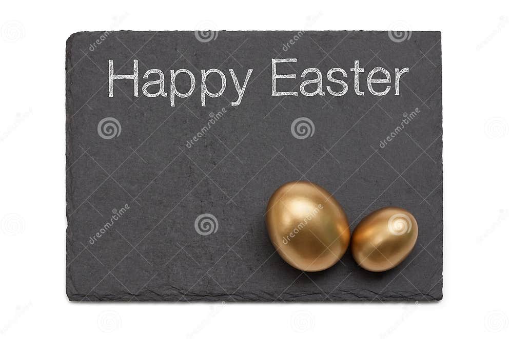 Simple Easter Slate with Golden Eggs Stock Photo - Image of spring ...