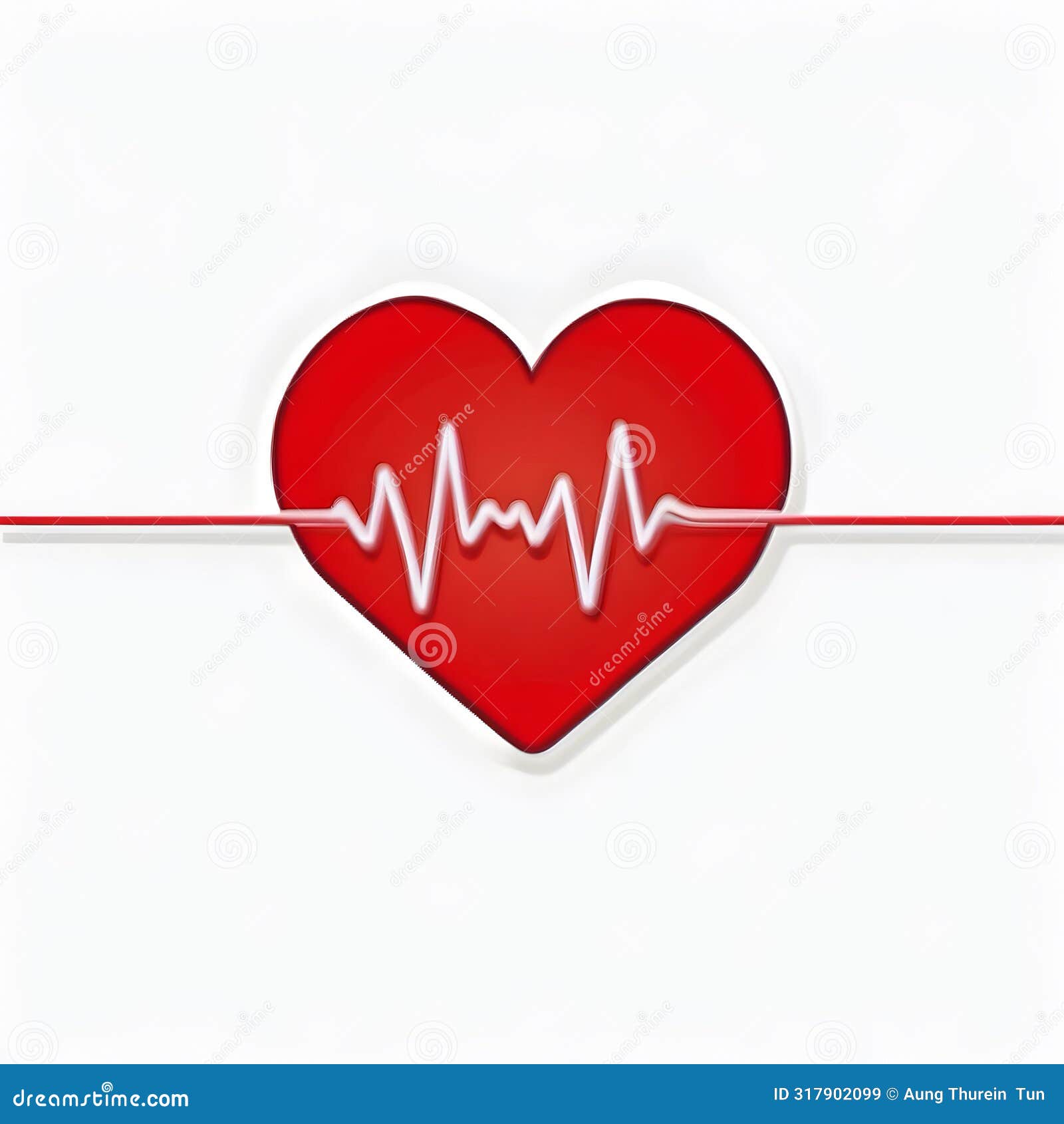 A Simple ECG Wave with a Heart Symbol Stock Illustration - Illustration ...