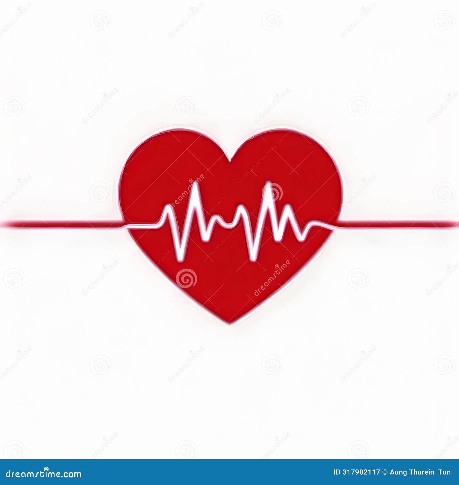 A Simple ECG Wave with a Heart Symbol Stock Illustration - Illustration ...