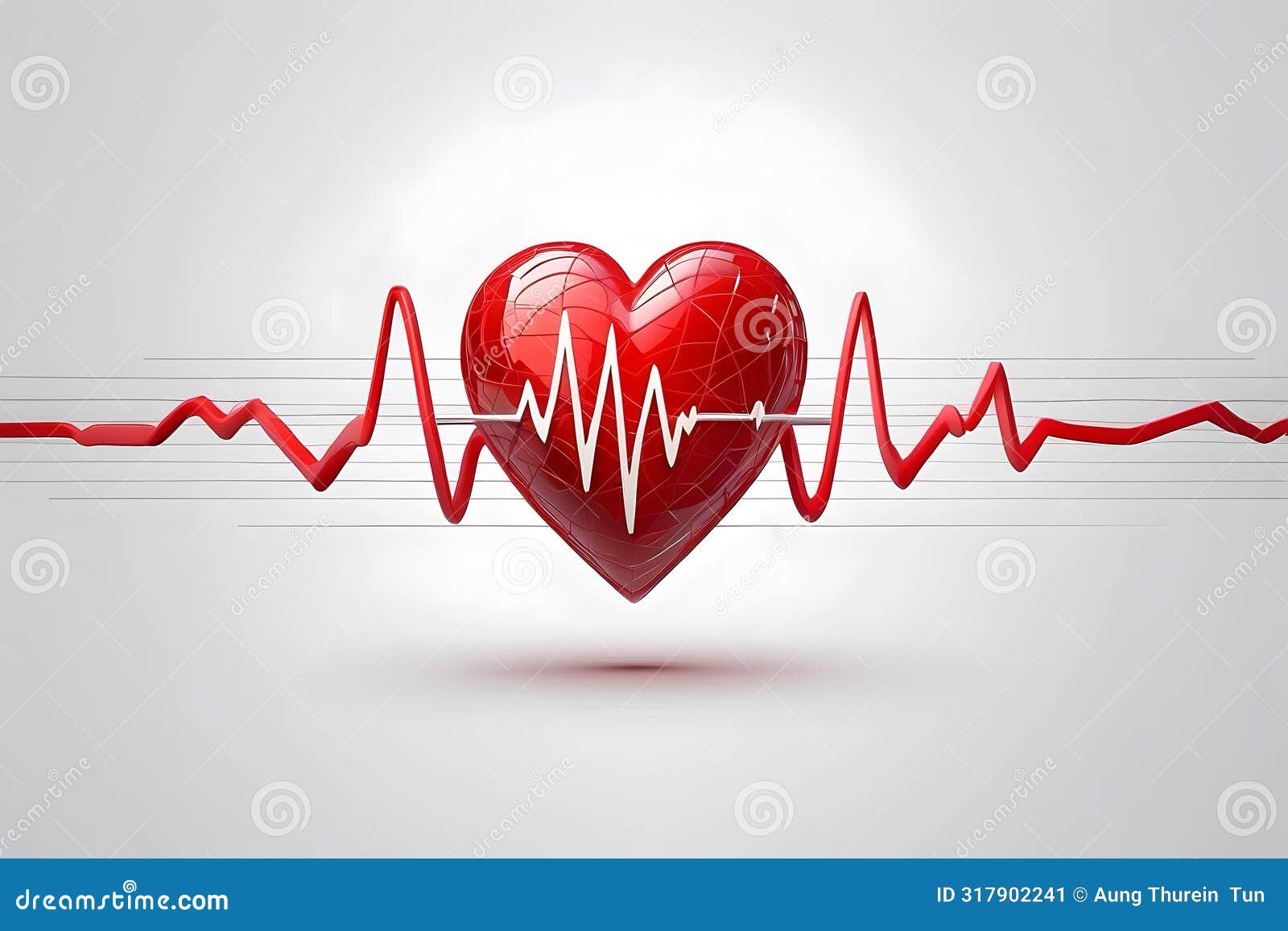 A Simple ECG Wave with a Heart Symbol Stock Illustration - Illustration ...