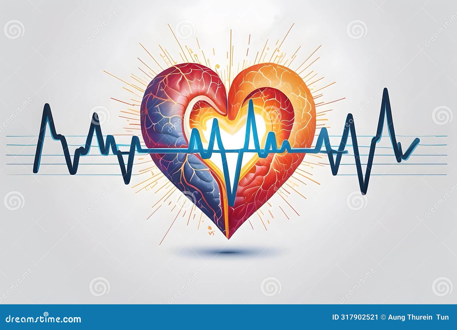A Simple ECG Wave with a Heart Stock Illustration - Illustration of ...