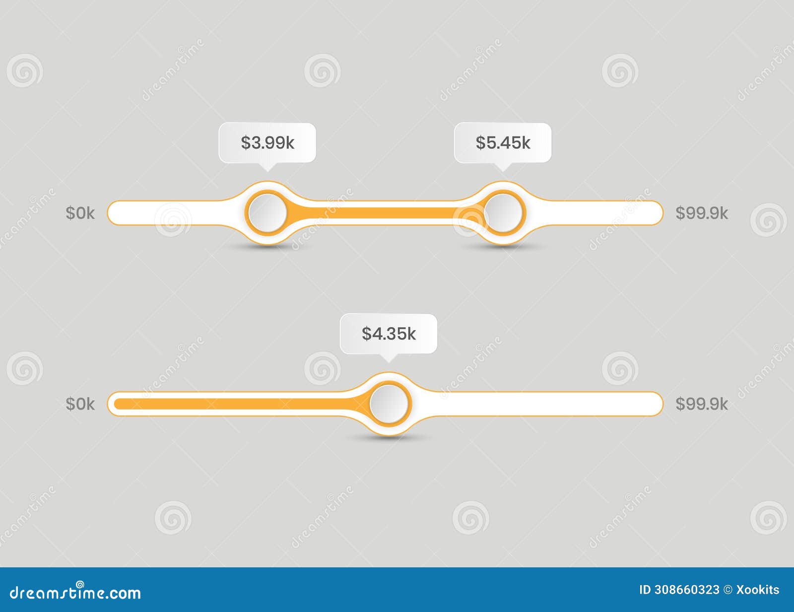 Simple Ecommerce Price Range Filter Scrollbar Slider Design Stock ...