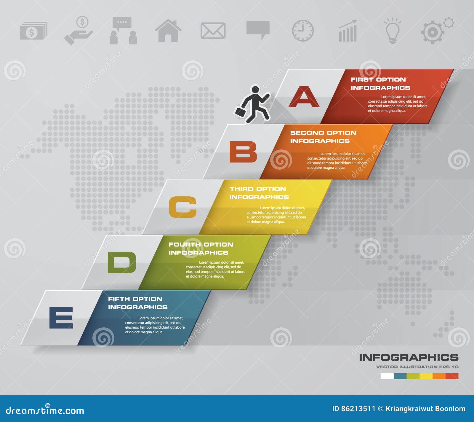 Simple&Editable 5 Steps Chart Diagrams Template/graphic Or Website ...
