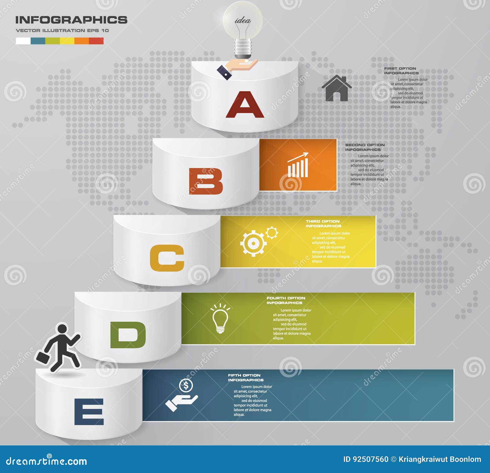 Simple&Editable 5 Steps Chart Diagrams Template/graphic or Website ...