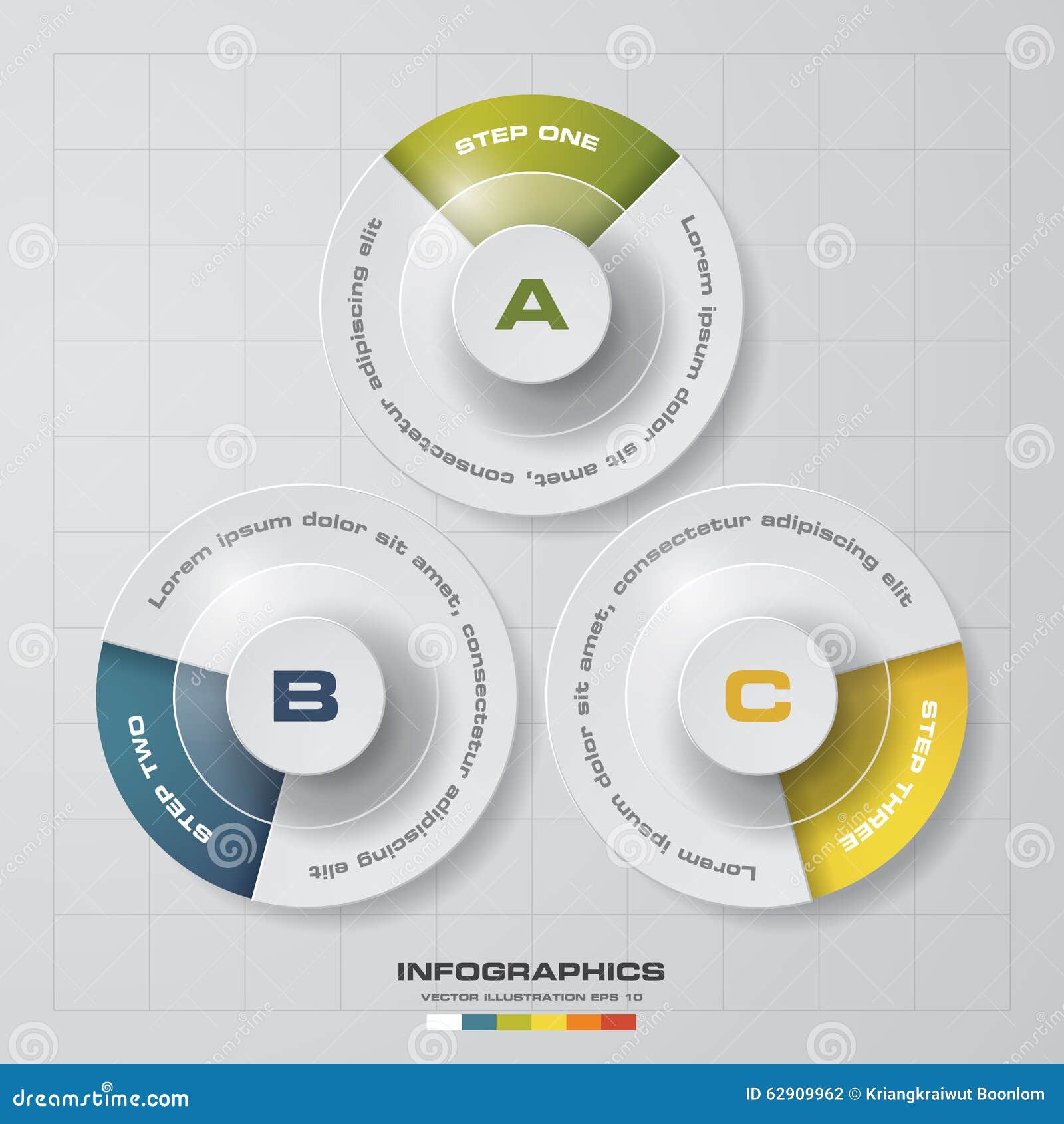 Simple&Editable 3 Steps Chart Diagrams Template. Vector. Stock Vector ...