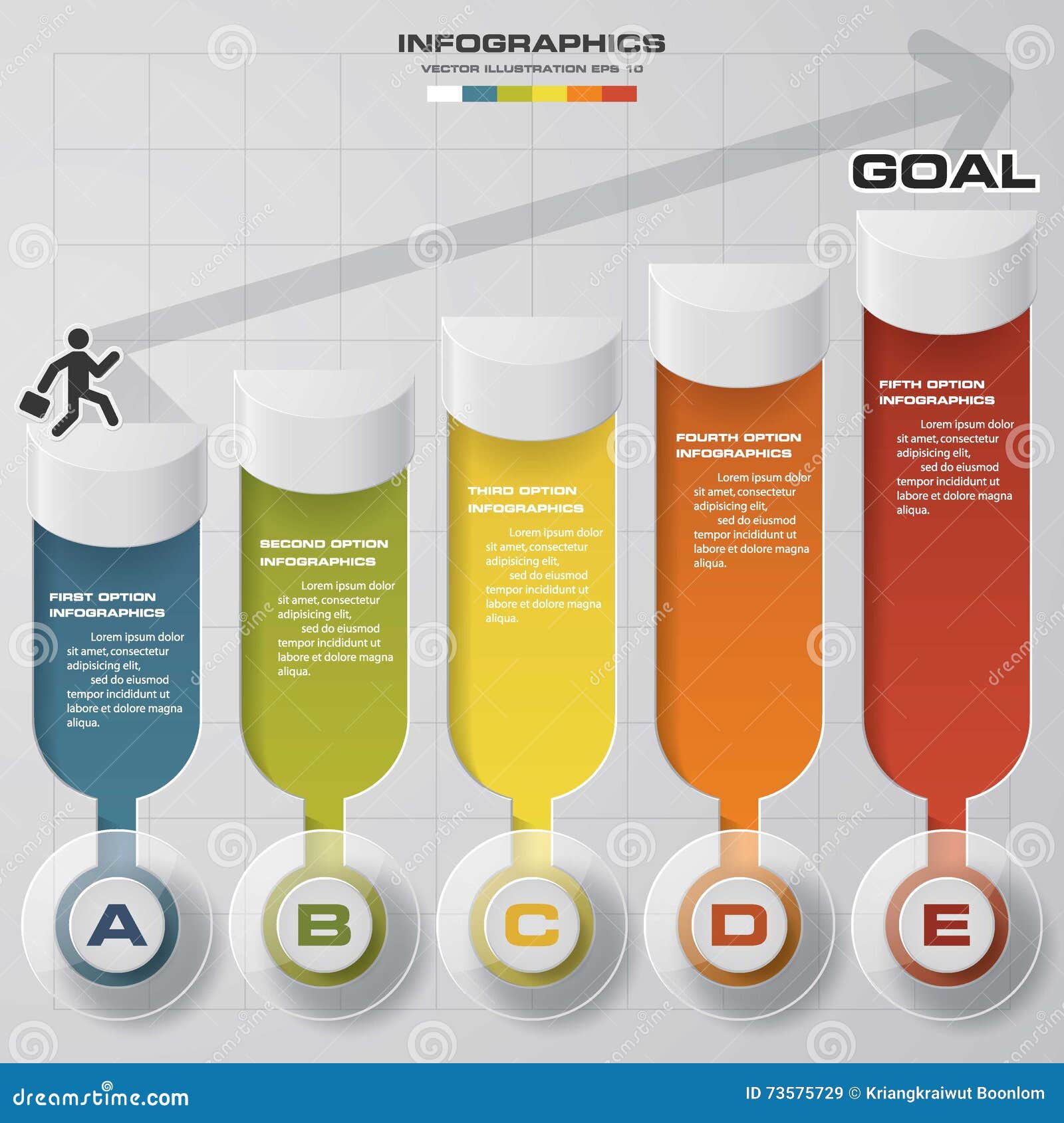 Simple&Editable 5 Steps Chart Diagrams Template. Vector. Stock Vector ...