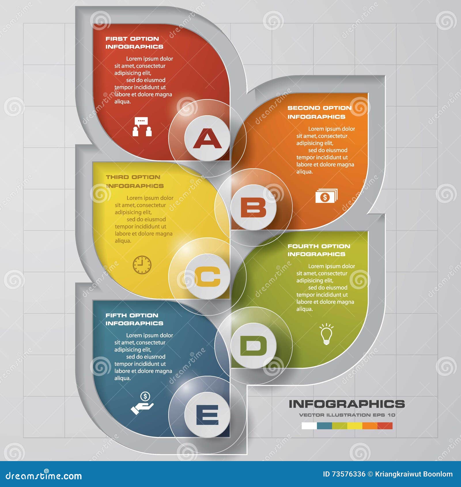 Simple&Editable 5 Steps Chart Diagrams Template. Vector. Stock ...