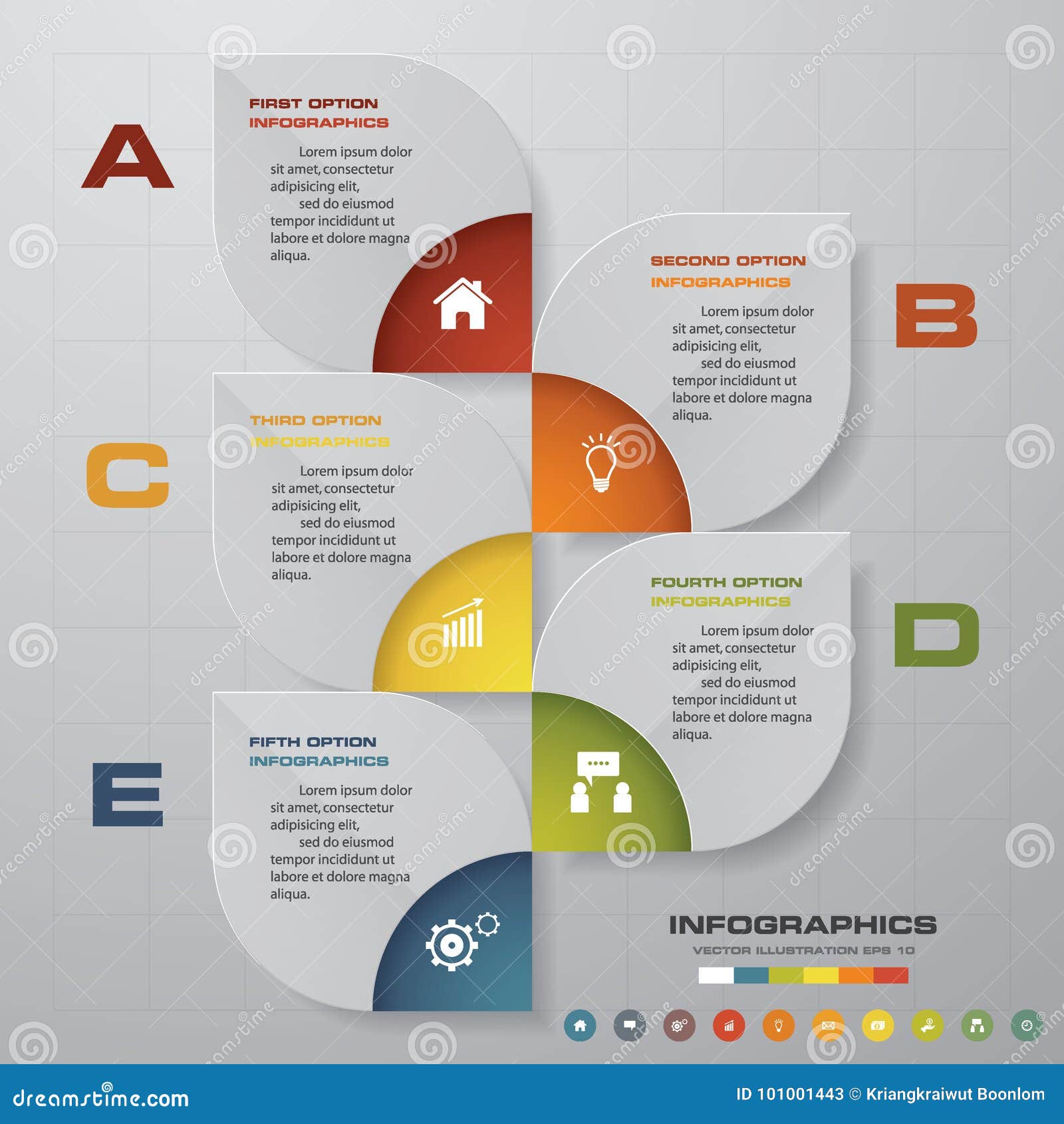 Simple&editable 5 Steps Process. Simple&Editable Abstract Design ...