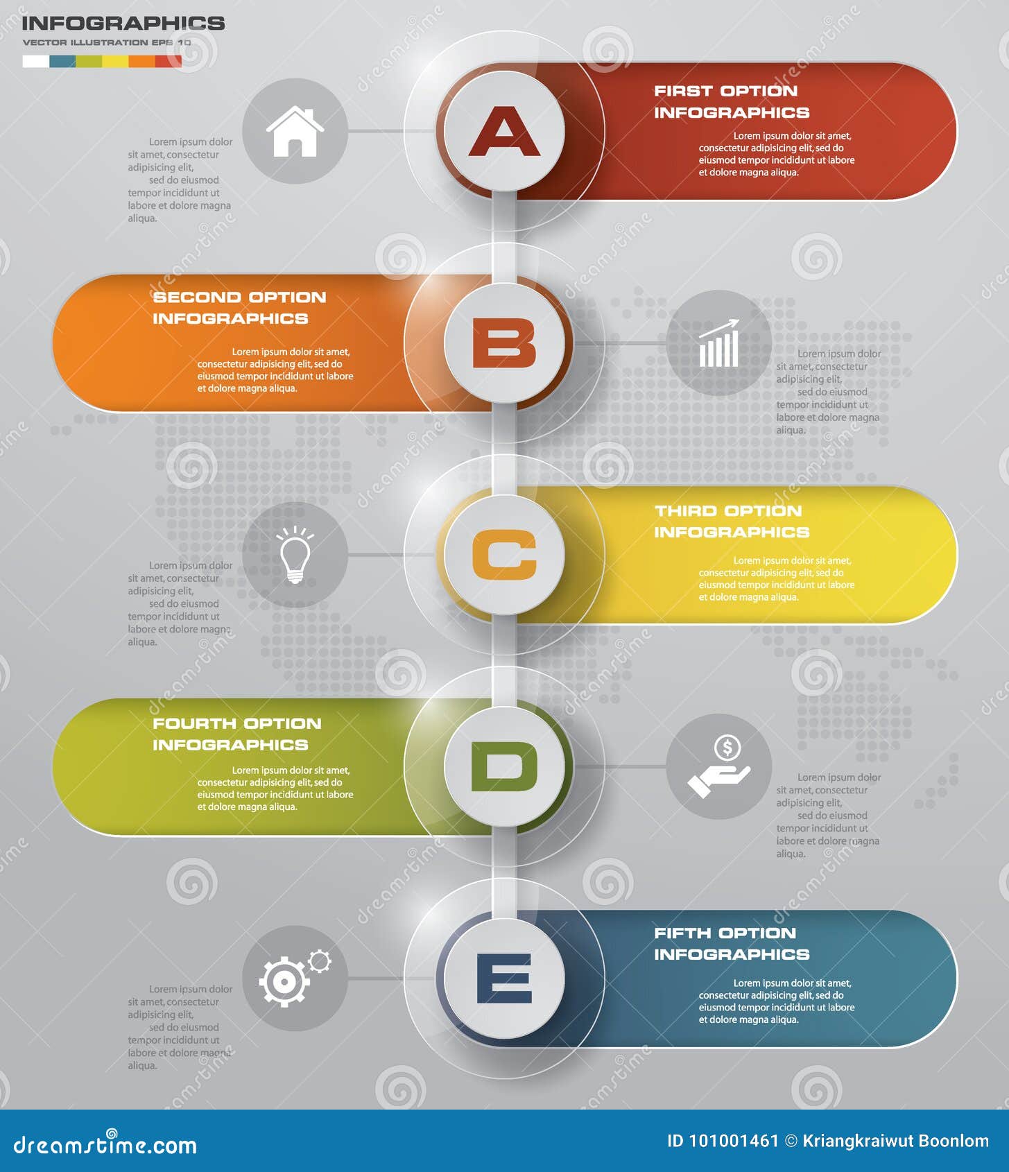 Simple&editable 5 Steps Process. Simple&Editable Abstract Design Element. Vector Stock Vector ...