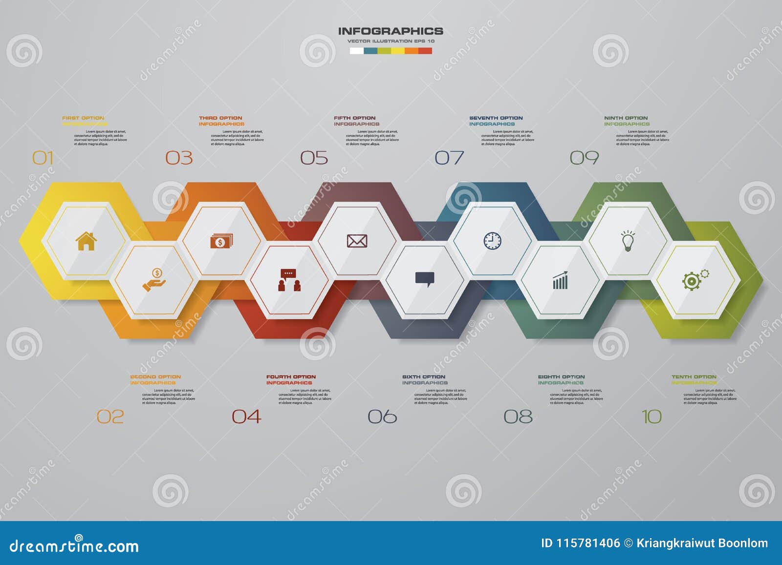 Simple&editable 10 Steps Process. Simple&Editable Abstract Design ...