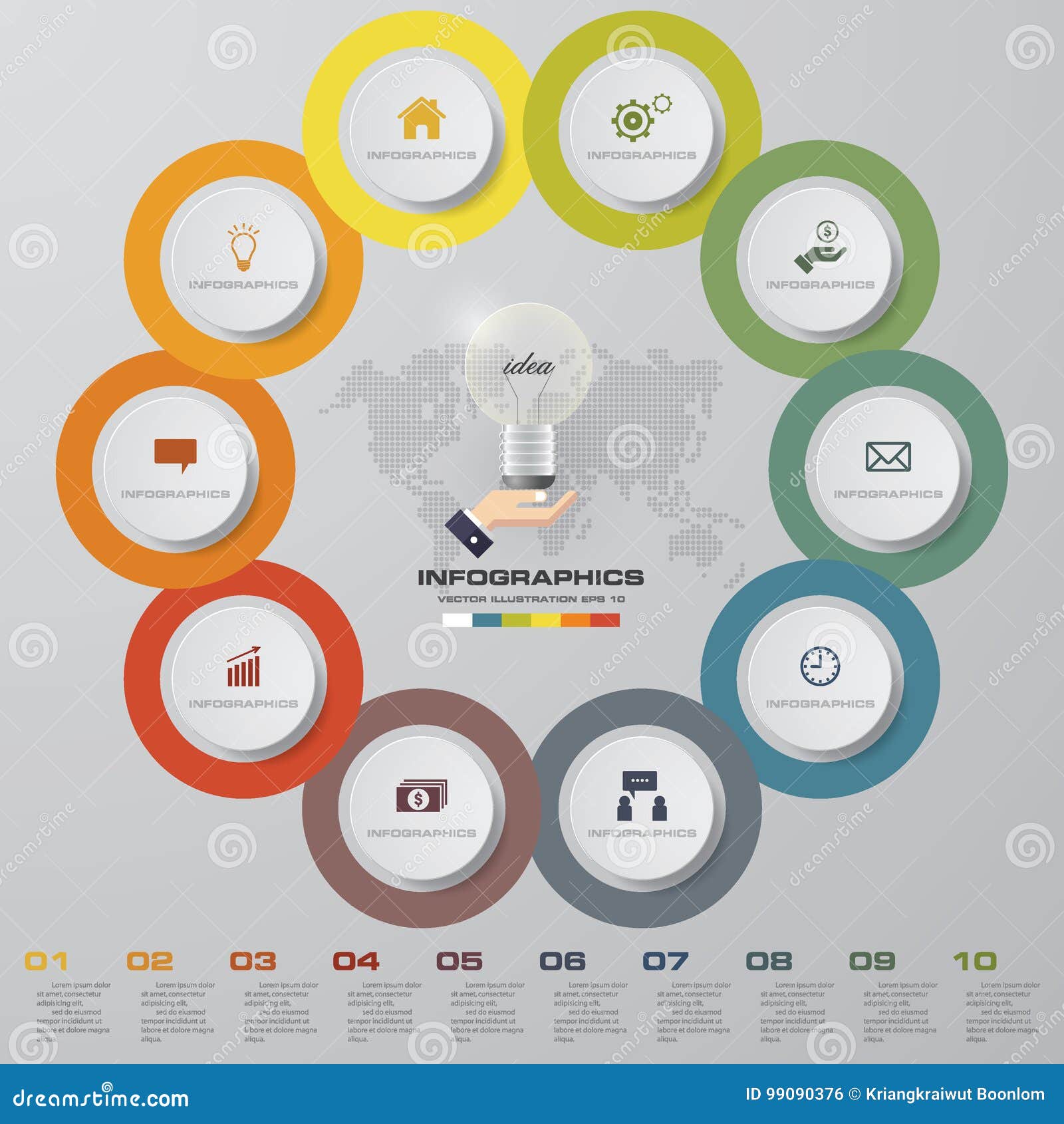 Simple&editable 10 Steps Process. Simple&Editable Abstract Design ...