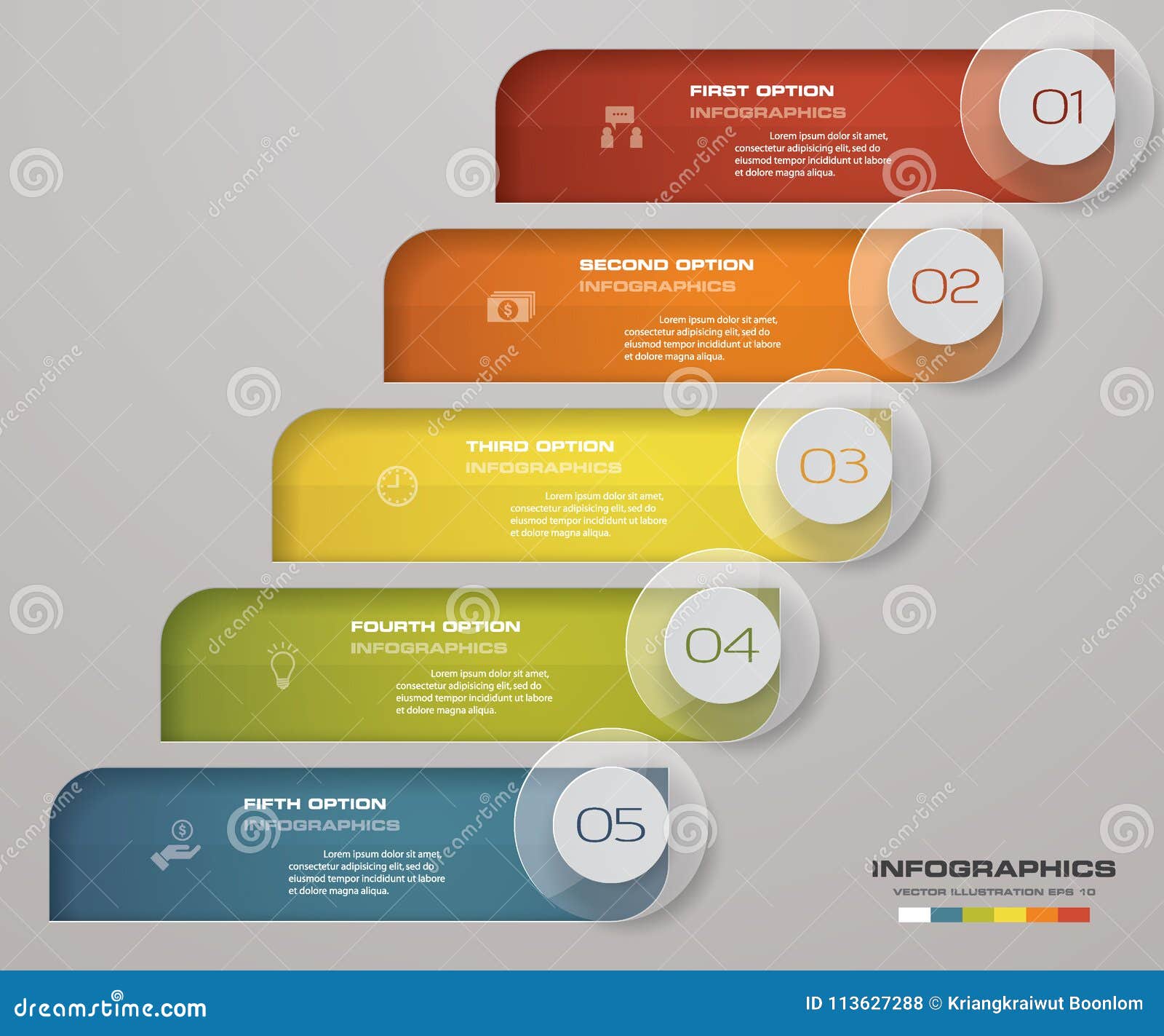 Simple&editable 5 Steps Process. EPS 10. Stock Vector - Illustration of ...