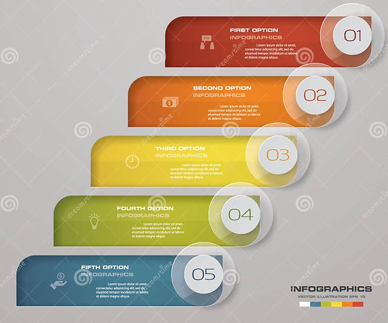 Simple&editable 5 Steps Process. EPS 10. Stock Vector - Illustration of ...